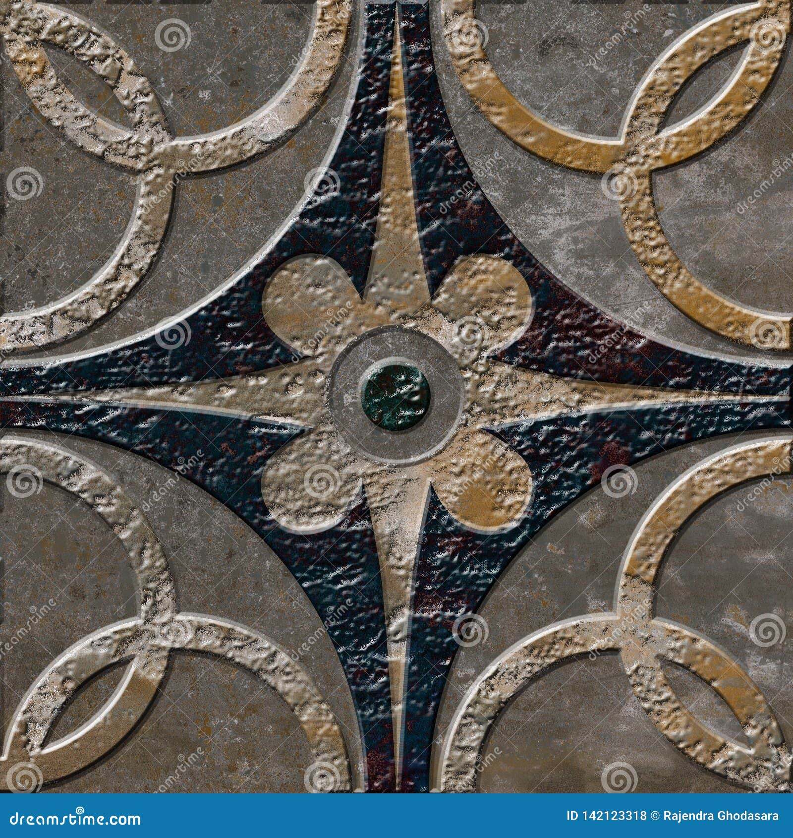 Antique Hand Made Square Pattern Tile Stock Illustration - Illustration ...