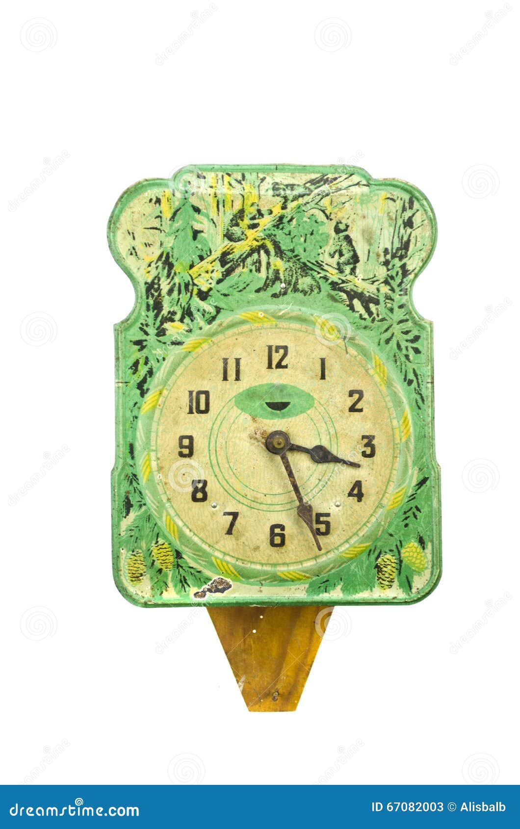Antique Hand Painted Clock Isolated on White Stock Image - Image of ...