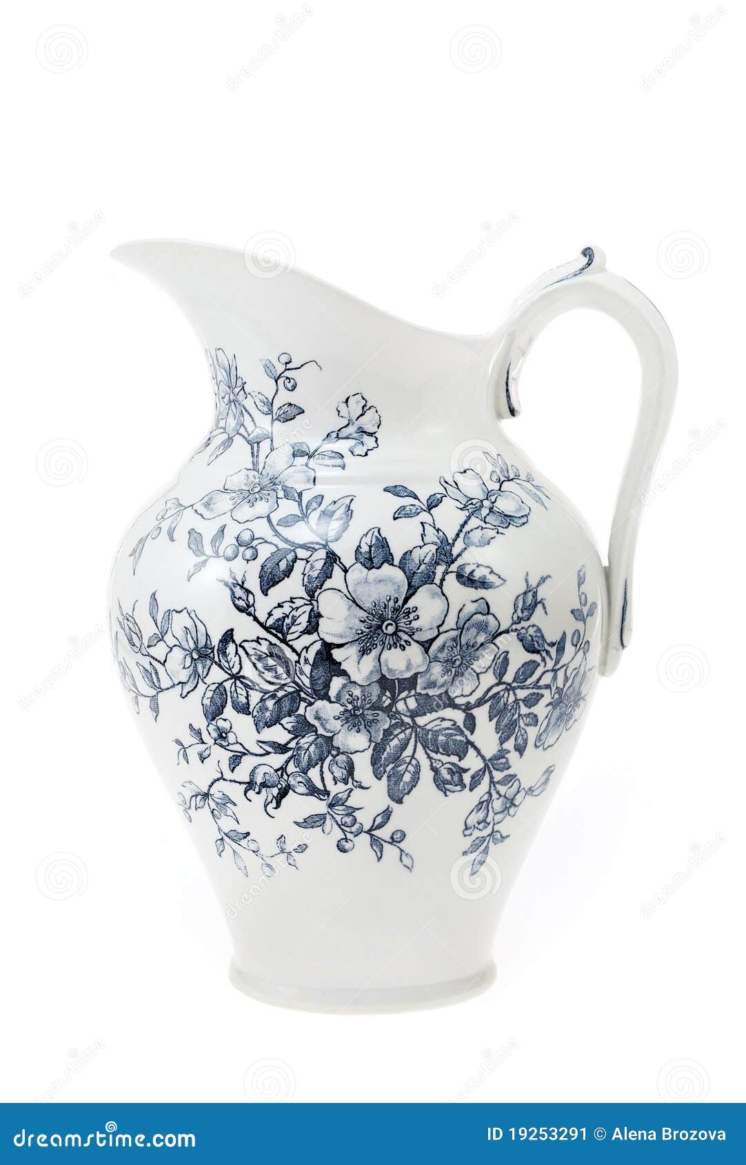 Antique Hand Painted Water Pitcher Isolated Stock Image - Image of ...