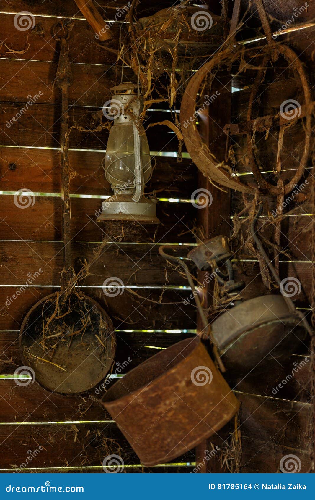 Antique Household Items in the Barn Stock Photo - Image of dirt ...
