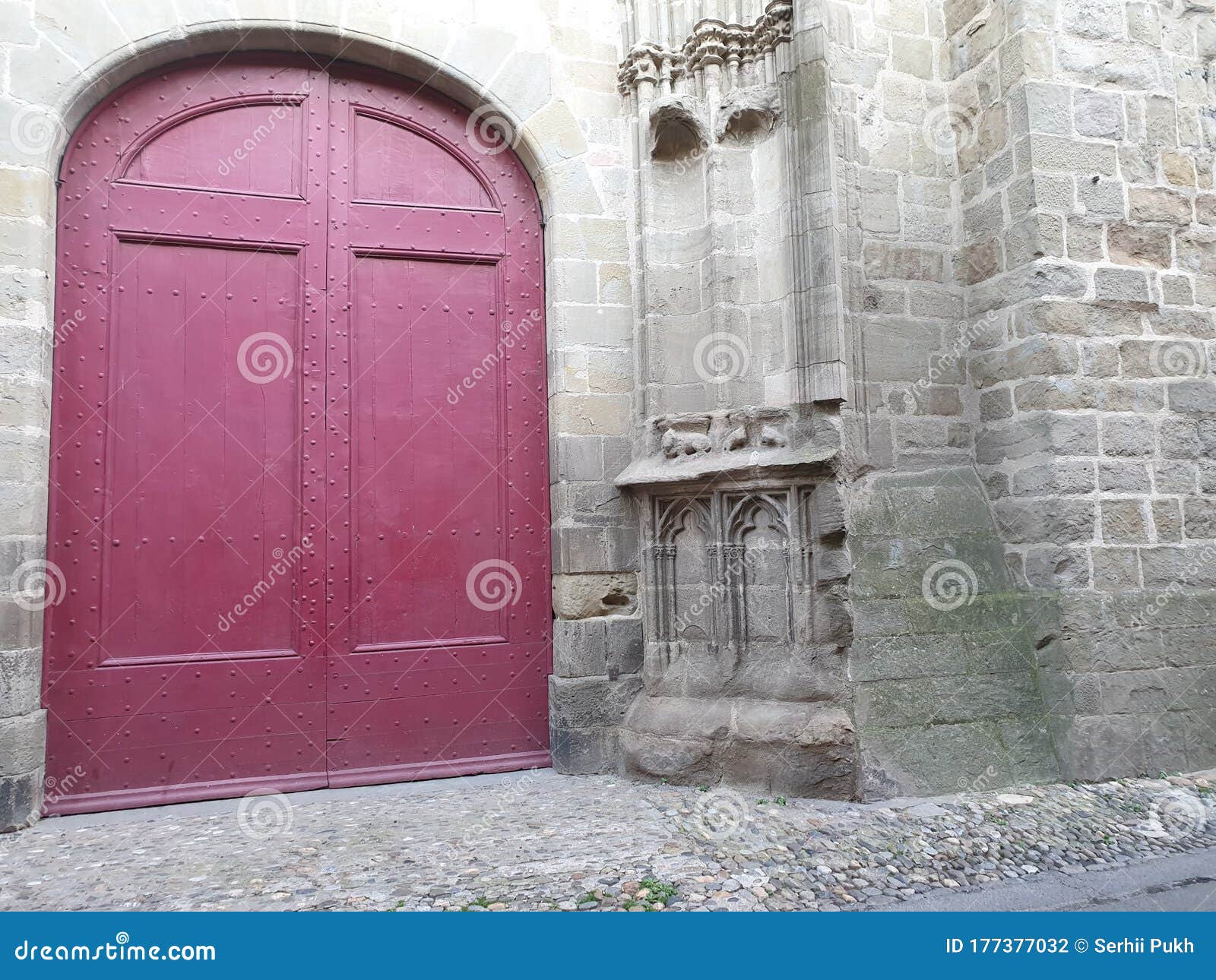Antique Huge Red Doors, Middle Ages Stock Photo - Image of huge, doors ...