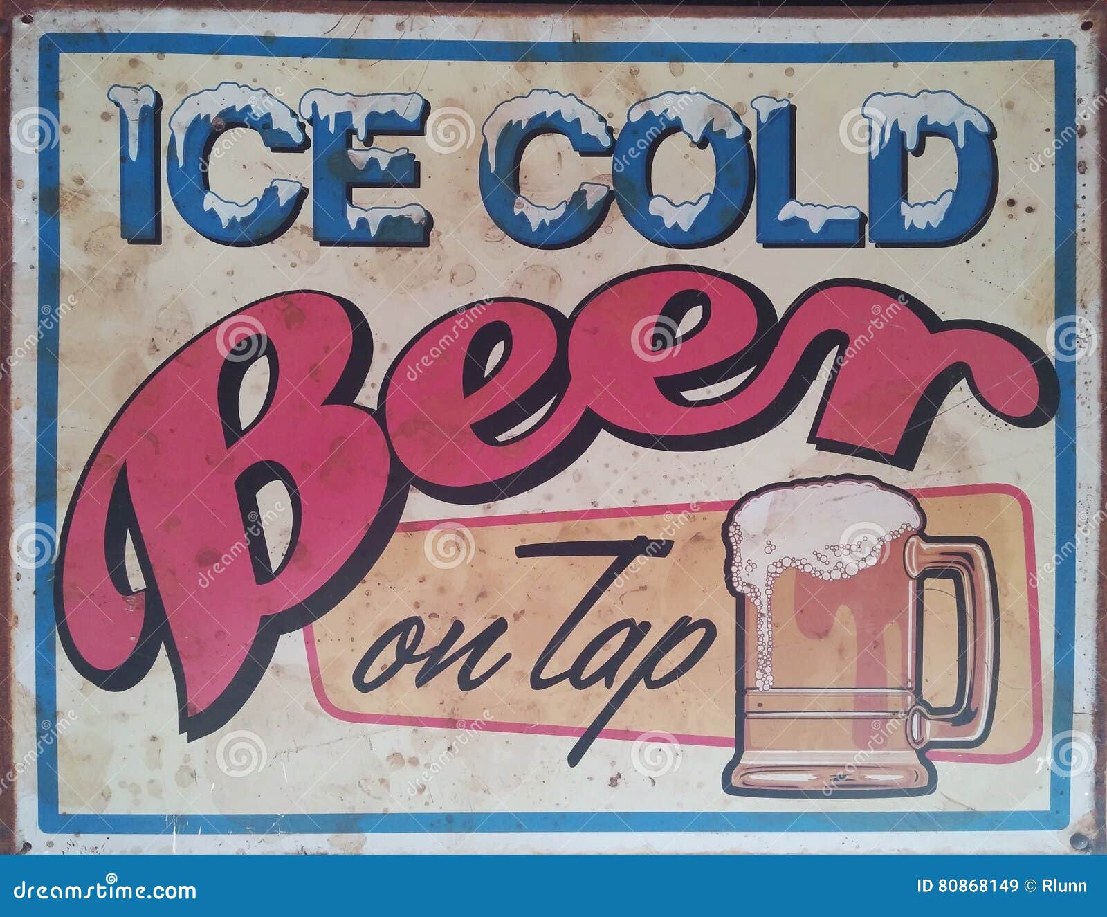 Antique Ice Cold Beer on Tap Tin Sign Stock Image - Image of beer ...