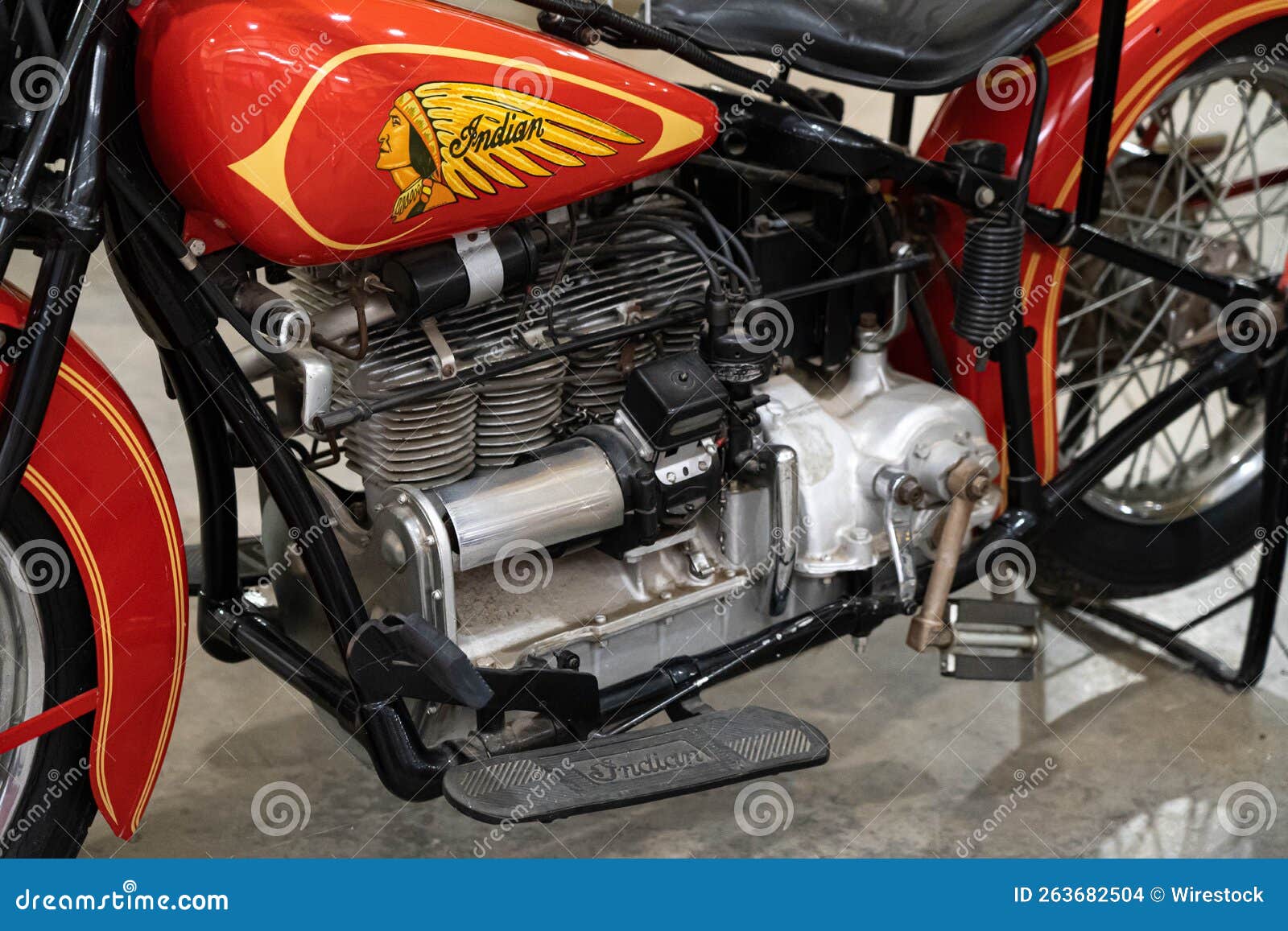 Antique 1936 Indian 4 Motorcycle on Display in Museum Editorial Stock ...