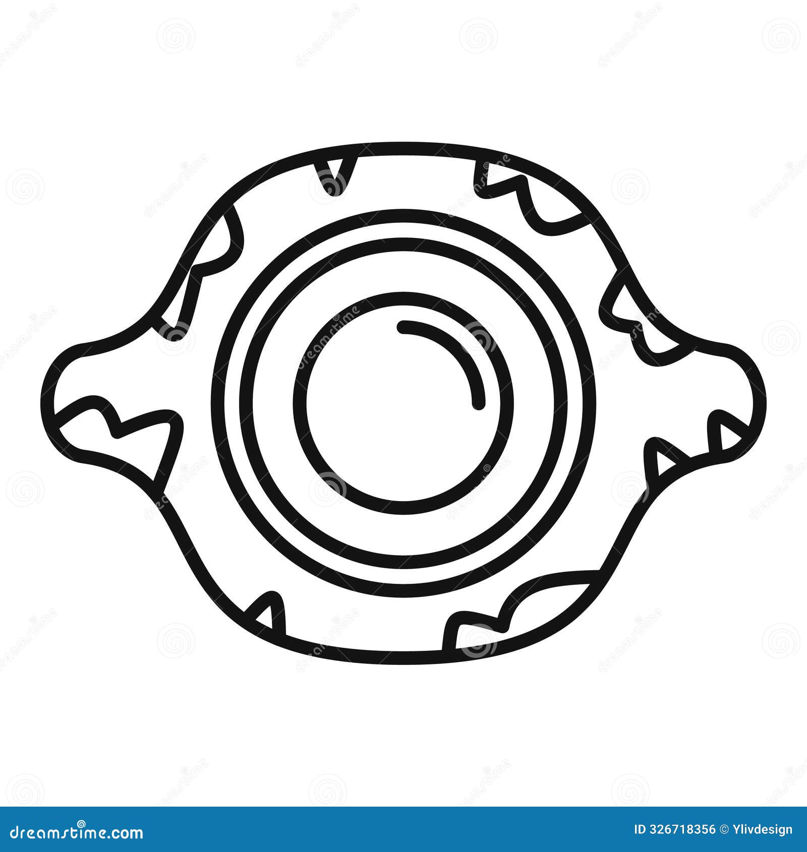 Antique Inkwell With Open Lid. Ink Bottle. Hand Drawn Black Outline ...