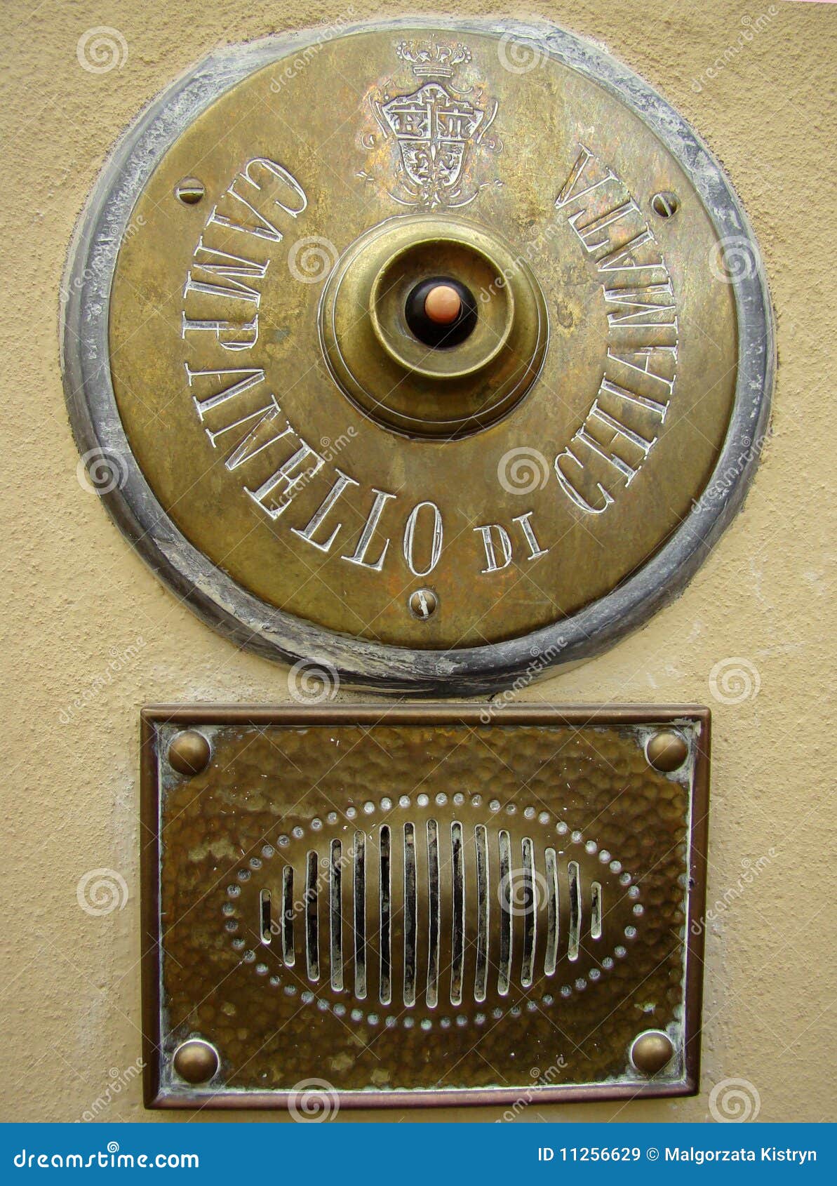 Antique intercom stock image. Image of home, brass, buzzer - 11256629