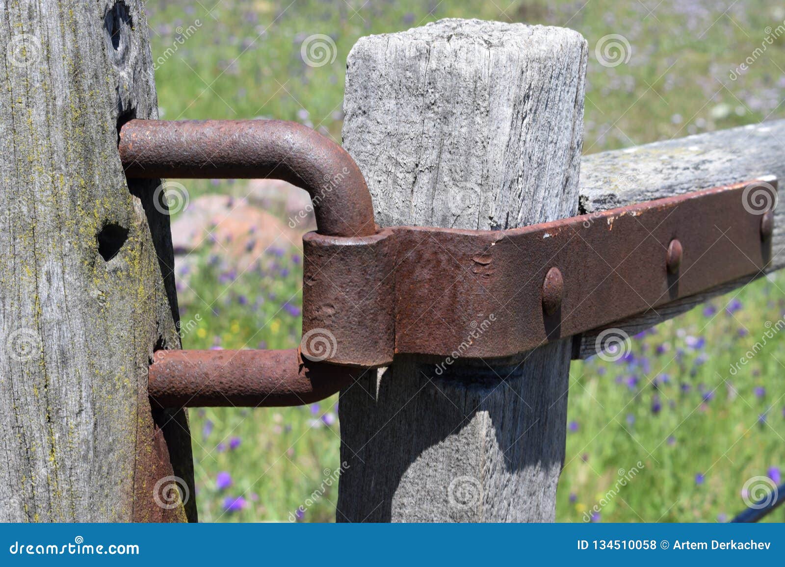 Antique Iron Hinges on the Gate at the Entrance To the Ranch Stock ...