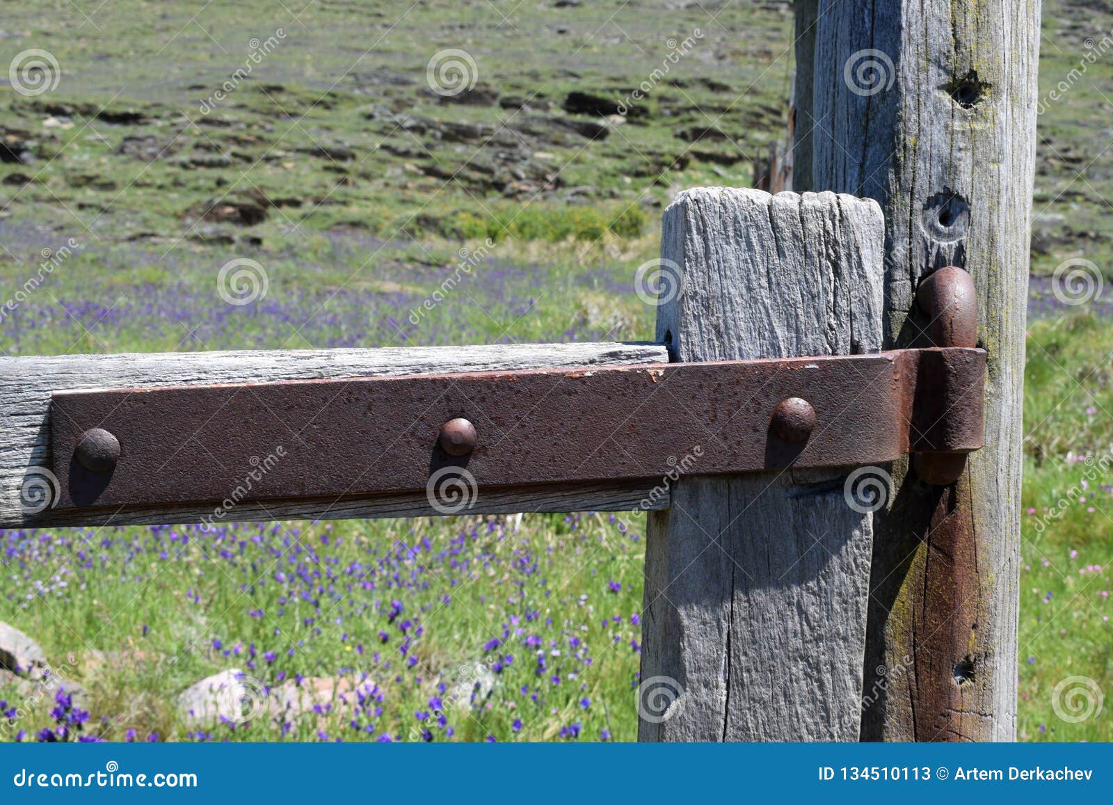 Antique Iron Hinges on the Gate at the Entrance To the Ranch Stock ...