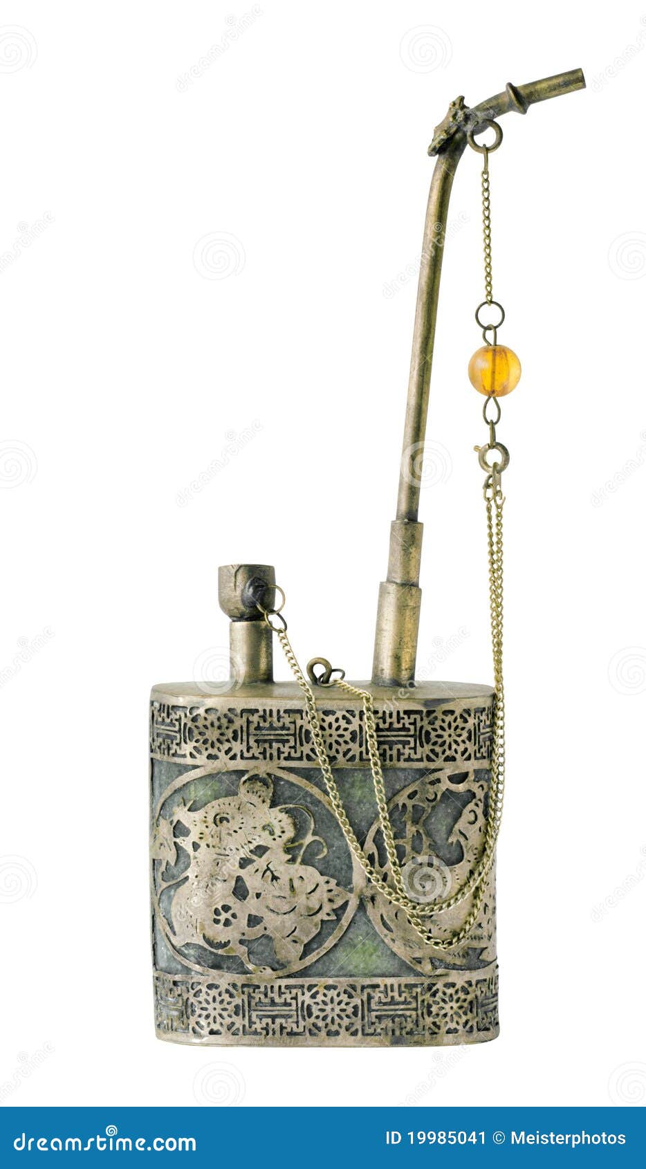 Antique Jade and Silver Opium Pipe Stock Image - Image of vintage ...