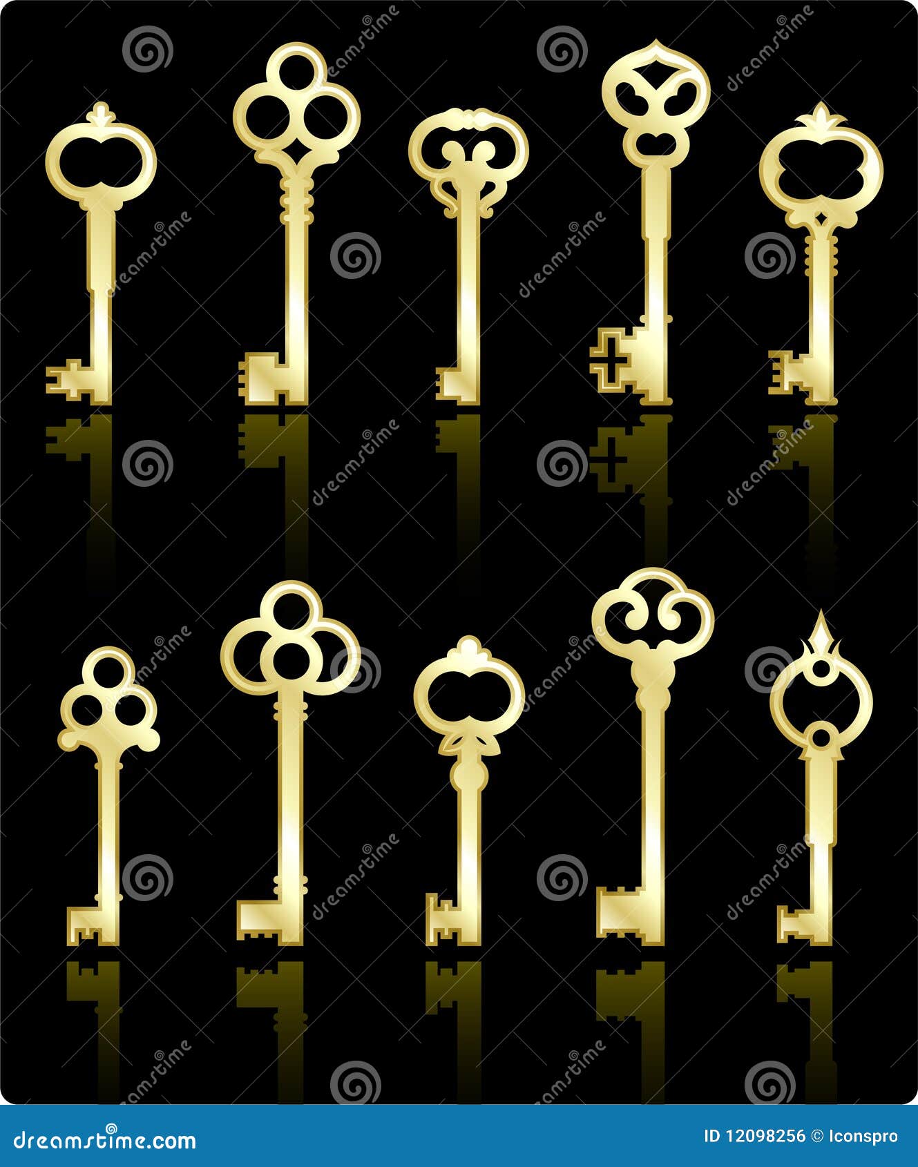 Antique keys collection stock vector. Illustration of sparse - 12098256