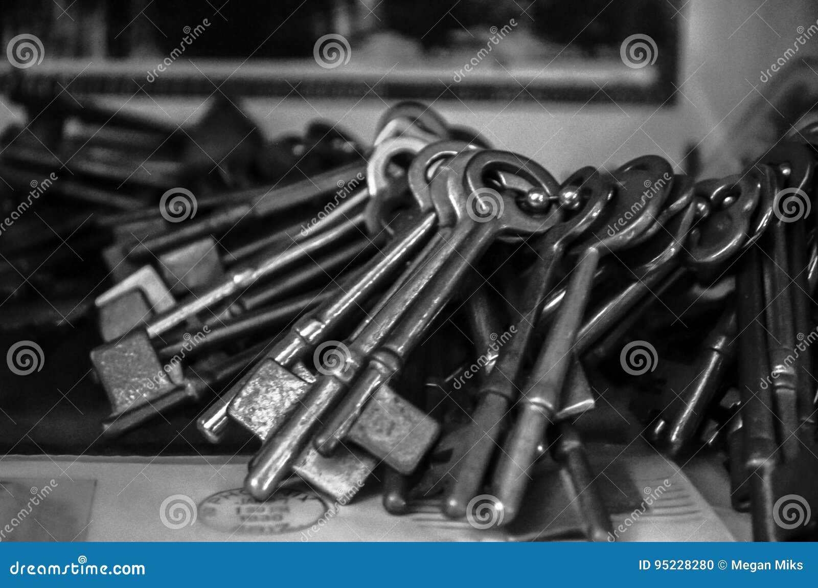 Antique Keys with Envelope stock photo. Image of blackandwhite - 95228280