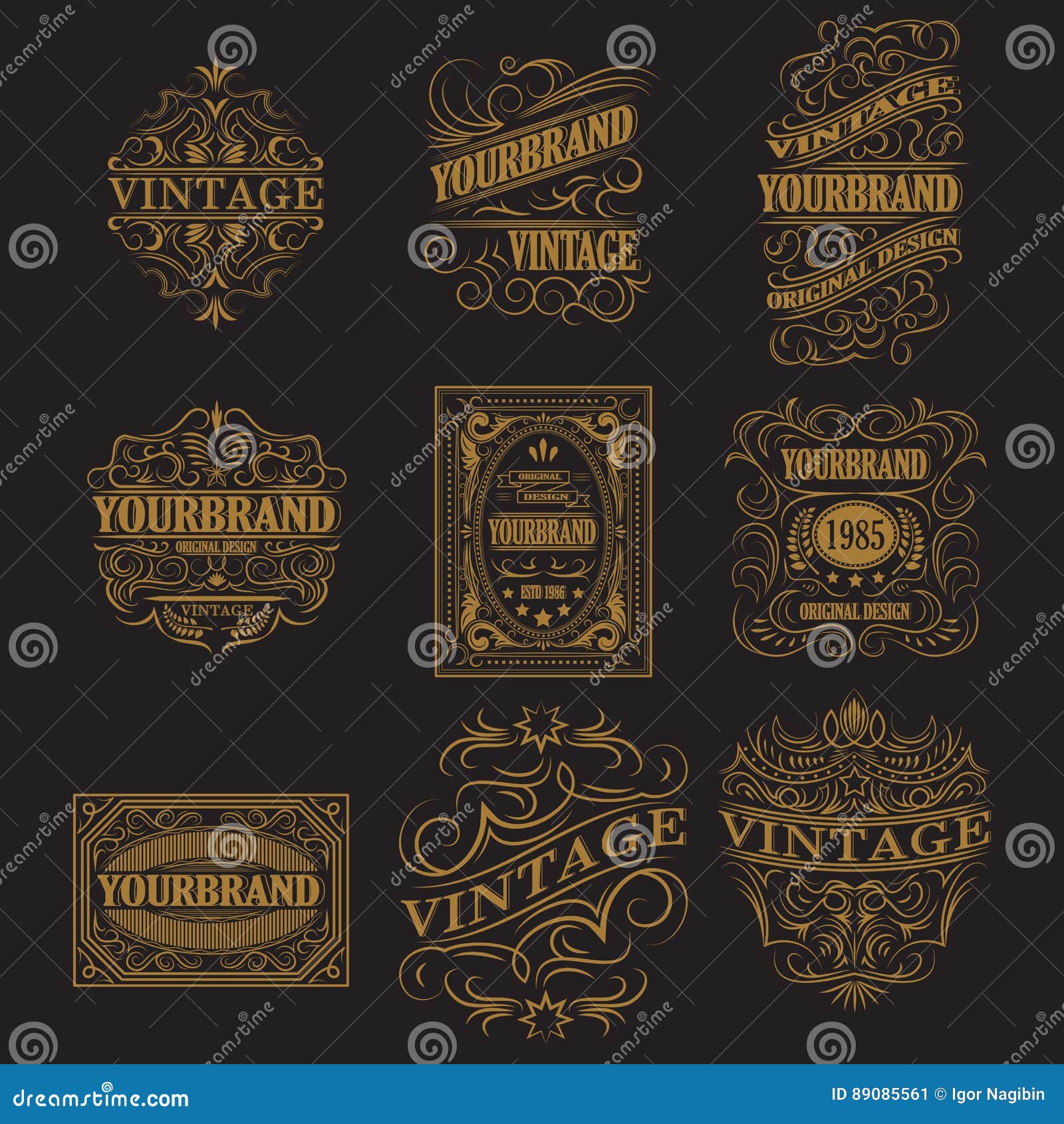 Antique Label, Vintage Frame Design, Retro Logo. Stock Vector ...