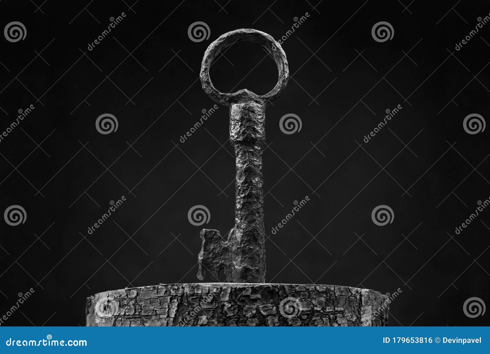 Antique Large Key on a Black Background Stock Photo - Image of ancient ...