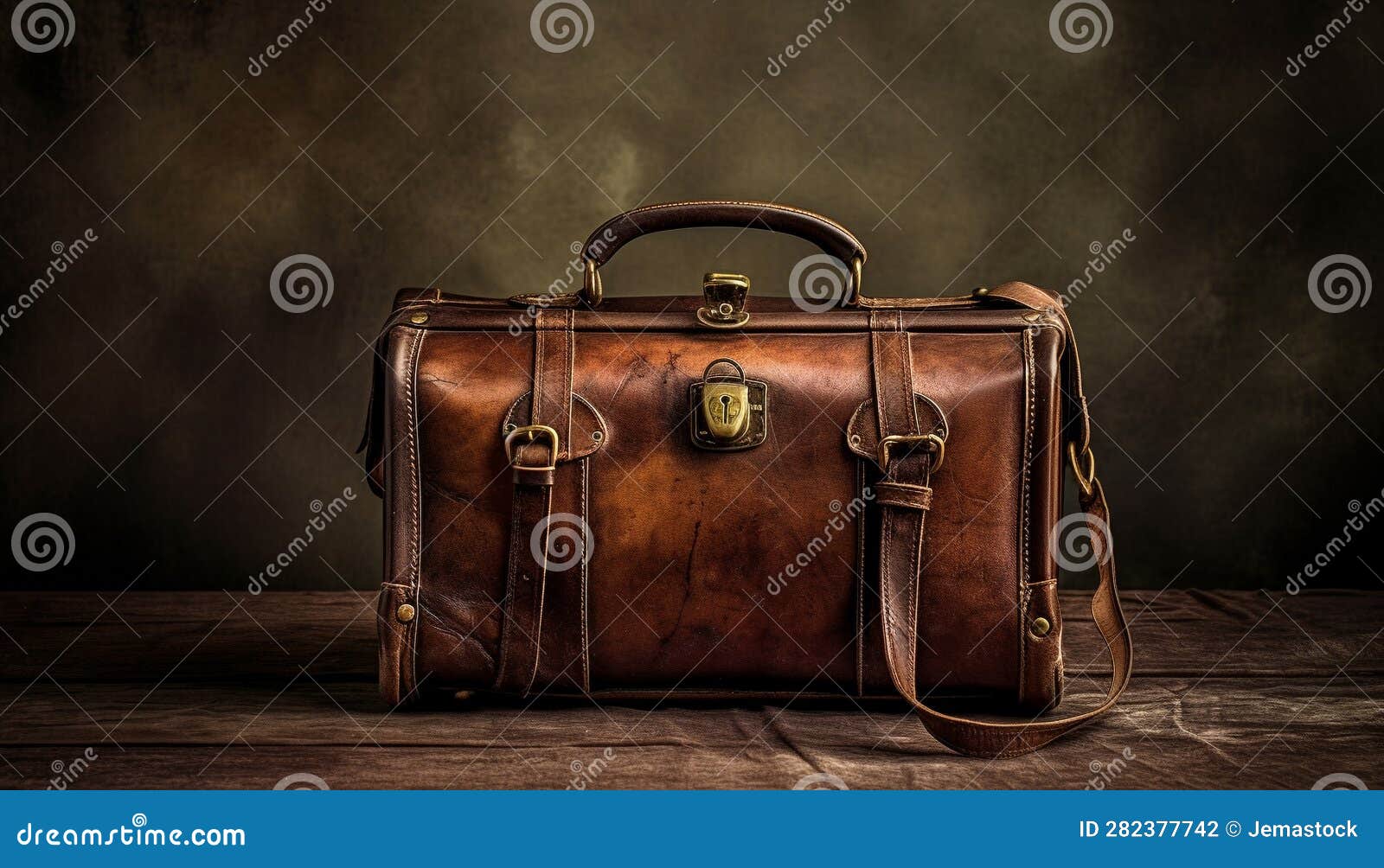 Antique Leather Suitcase, Handle Damaged, Rustic Elegance, Adventure ...