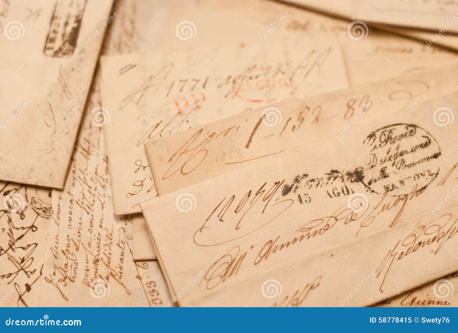 Antique letters stock image. Image of documents, calligraphy - 58778415