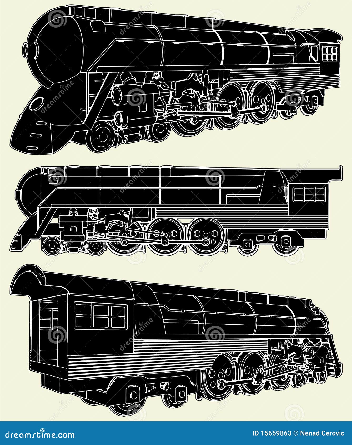 Antique Locomotive. Line Art. Logo Design For Use In Graphics. Stock ...