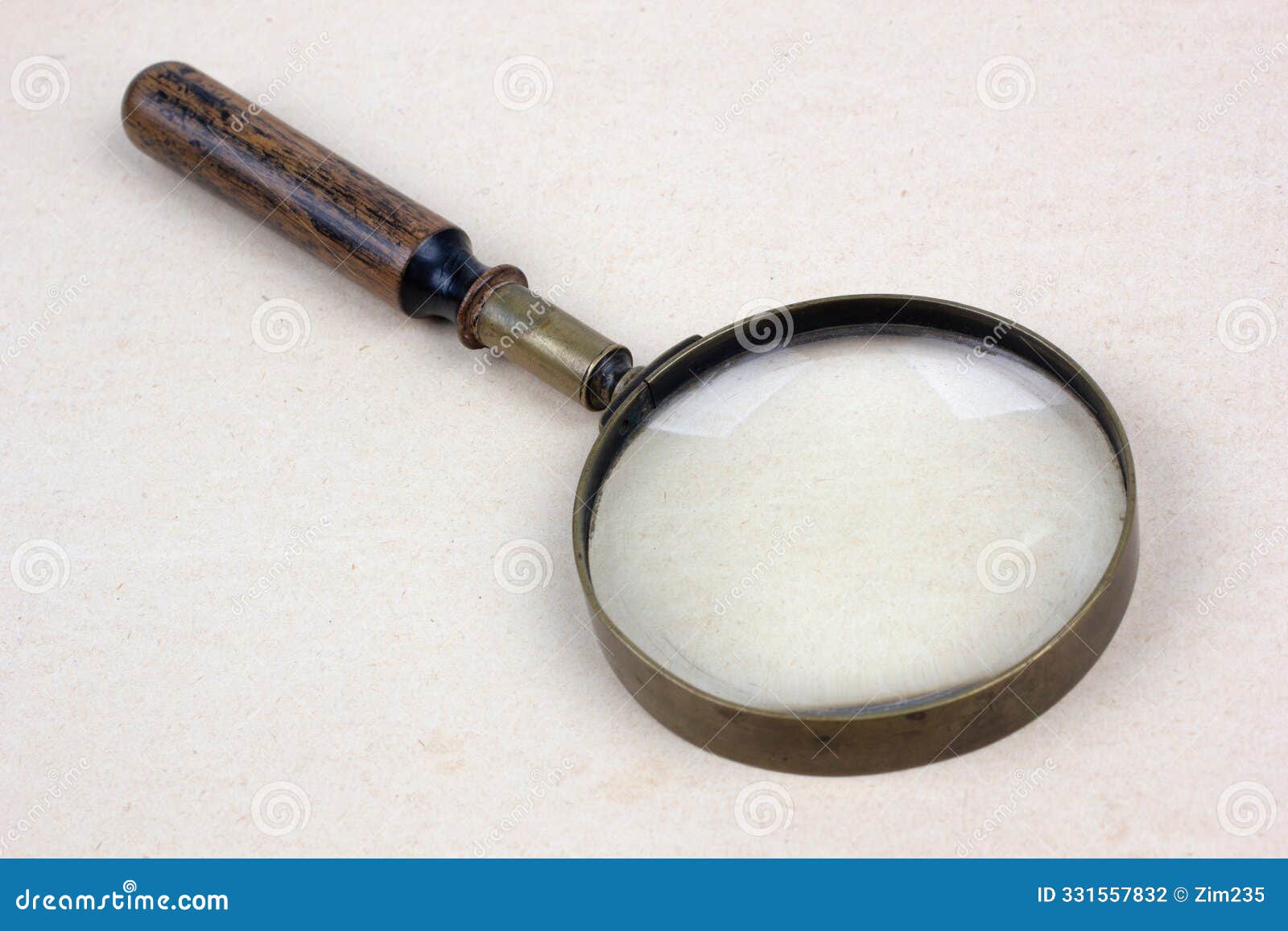 Antique Magnifying Glass on Paper Stock Photo - Image of history, close ...