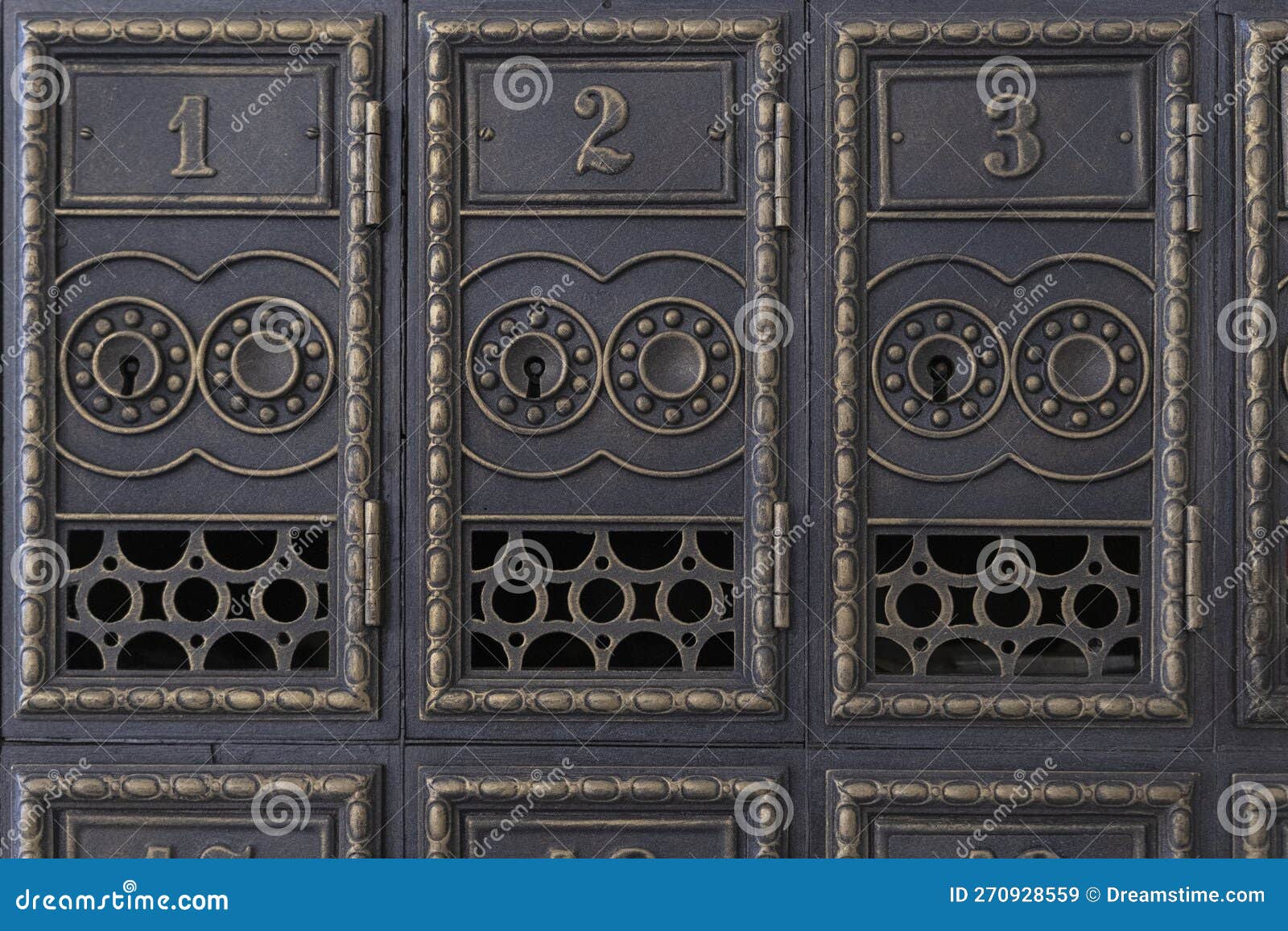 Antique Mailboxes. Retro Metal Mailboxes with Numbers Stock Image ...