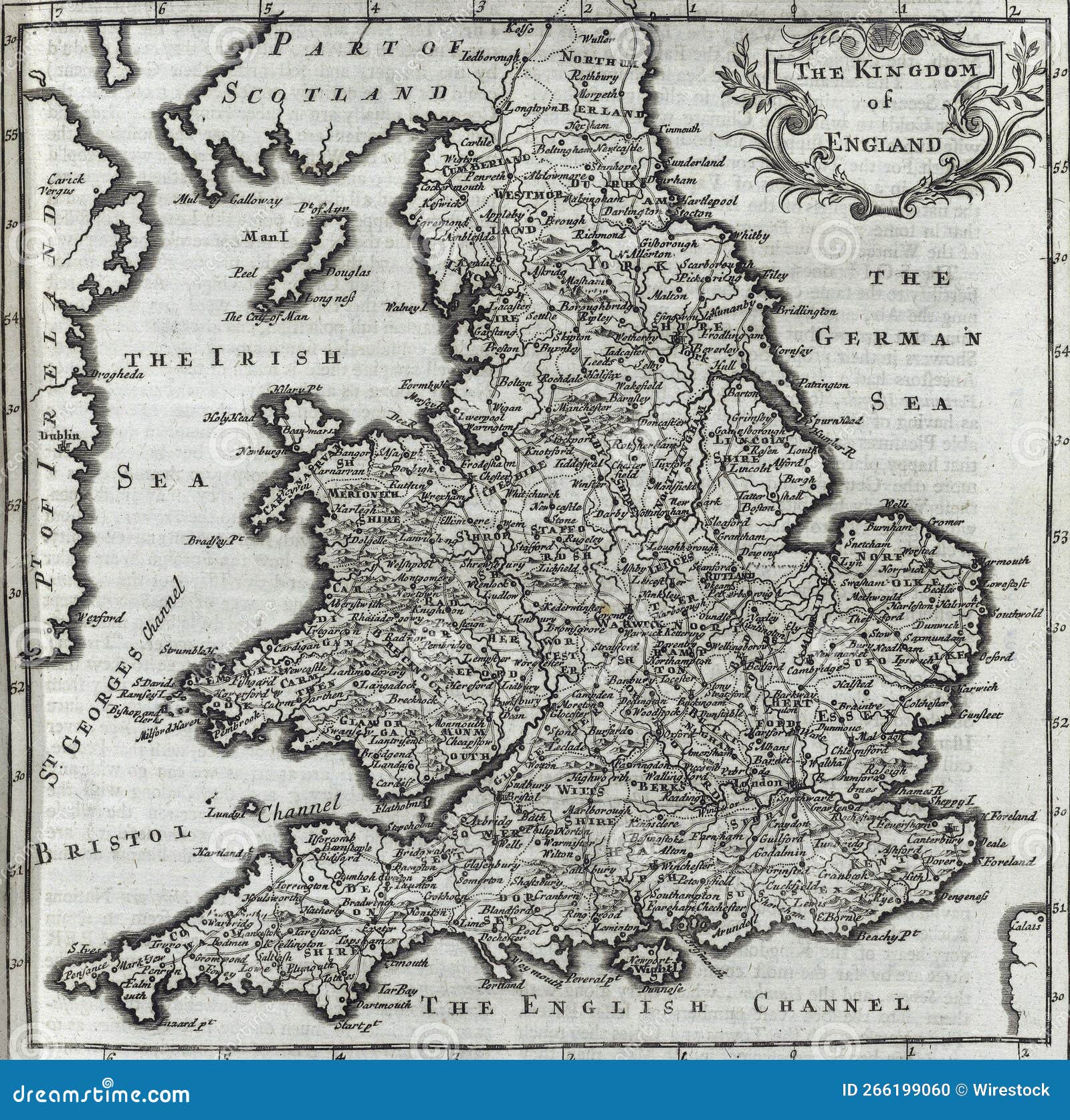 Antique map of Britain stock photo. Image of geography - 266199060