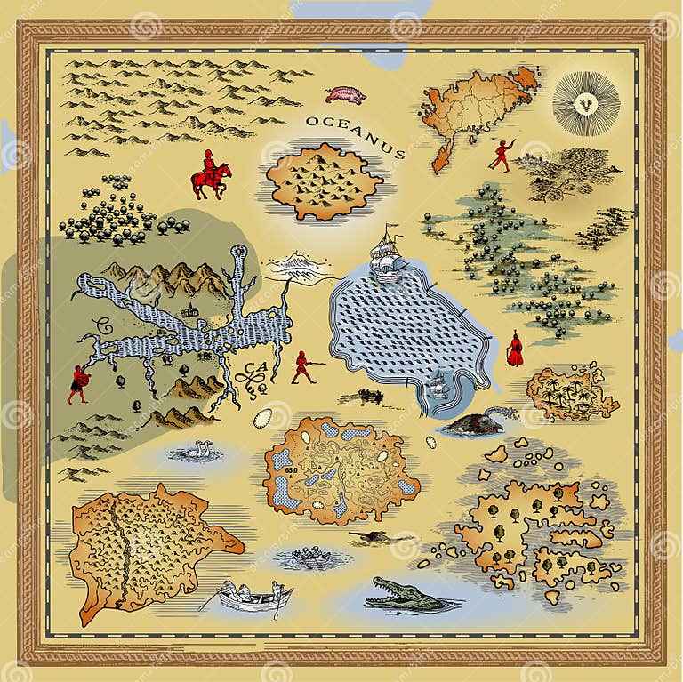 Antique map elements stock vector. Illustration of azimuth - 56636923