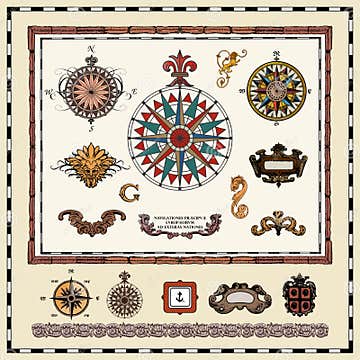 Antique map elements stock vector. Illustration of adventure - 82603367