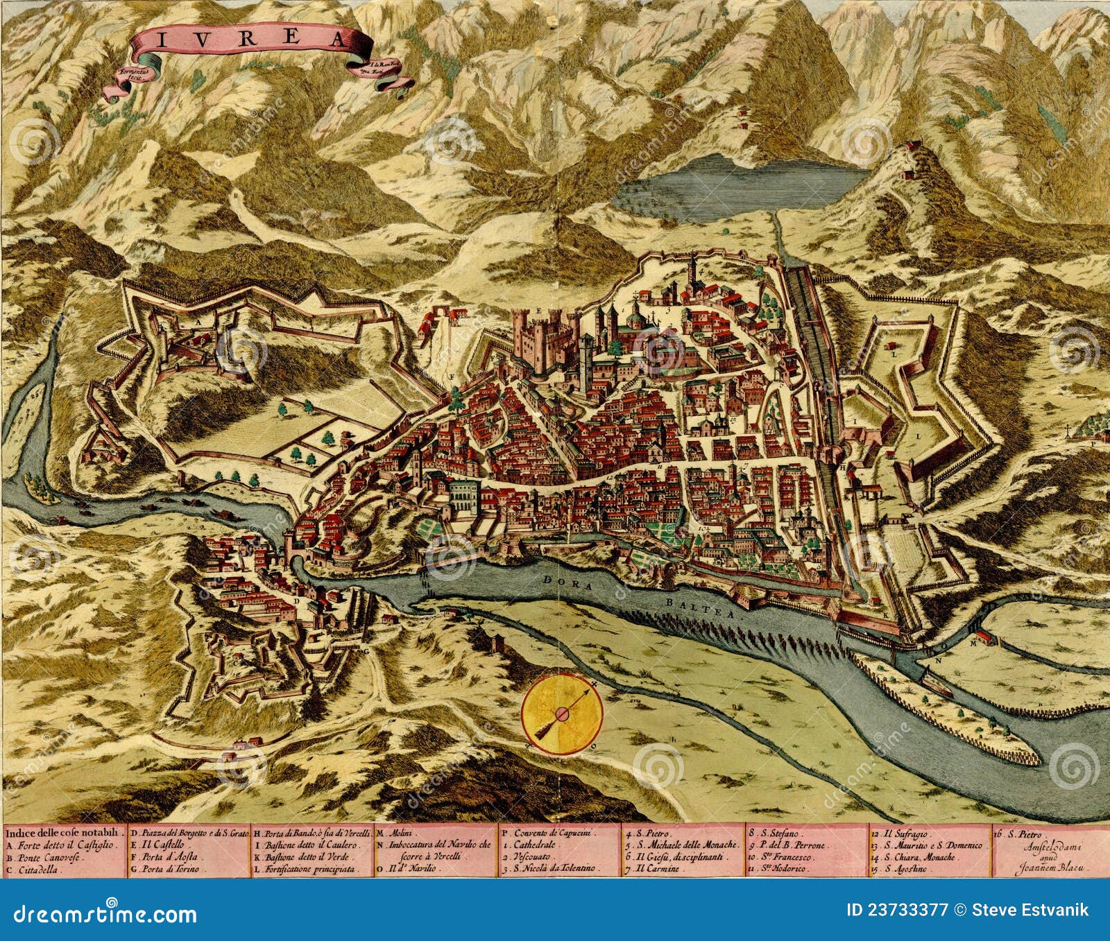 Antique Map of Ivrea, Italy Editorial Photography - Illustration of ...
