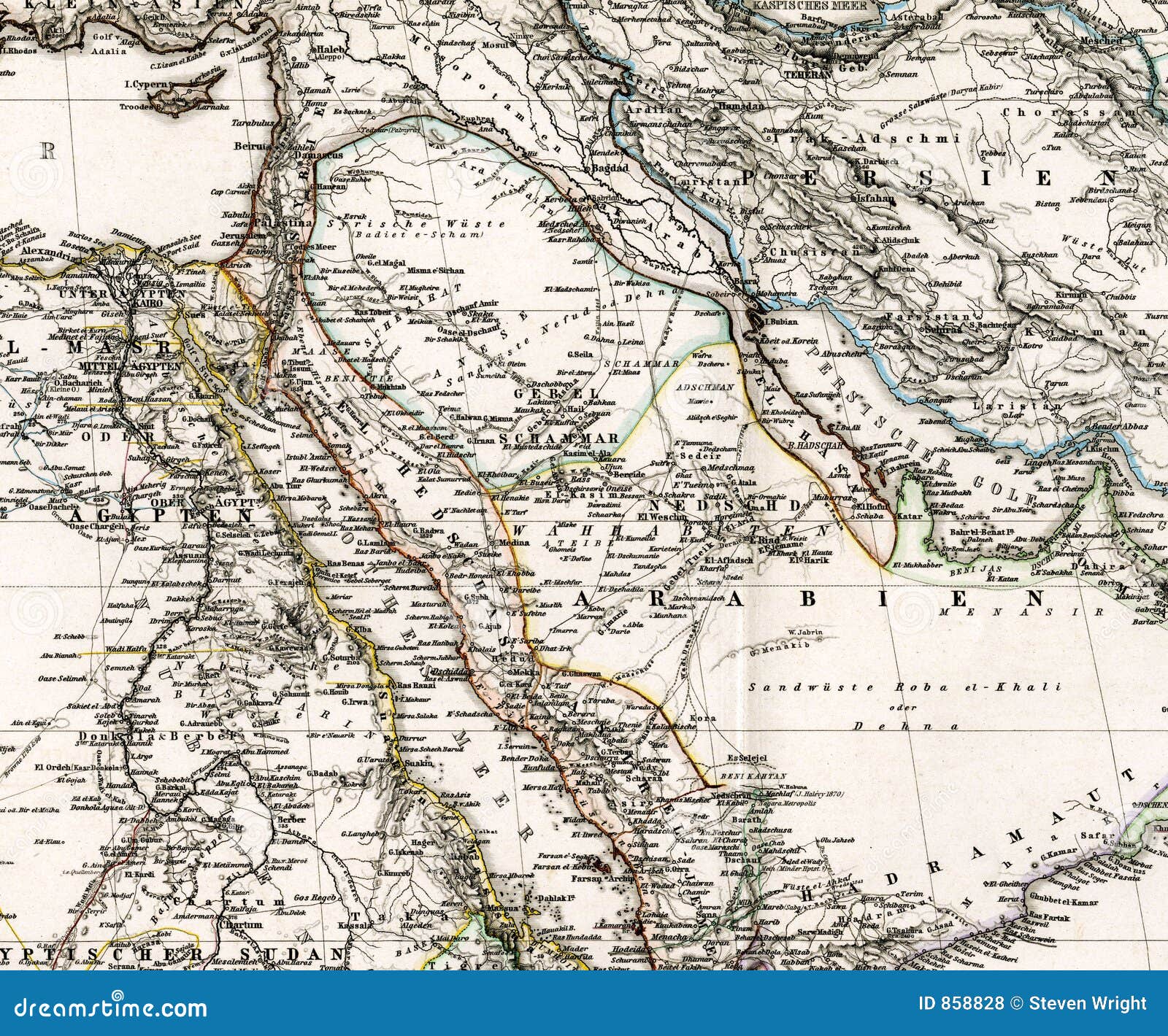 Antique Map of Middle East Arabia Iraq Stock Illustration ...