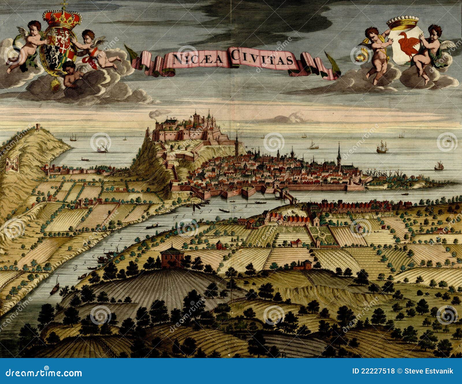 Antique map of Nicea stock photo. Image of country, geometric - 22227518