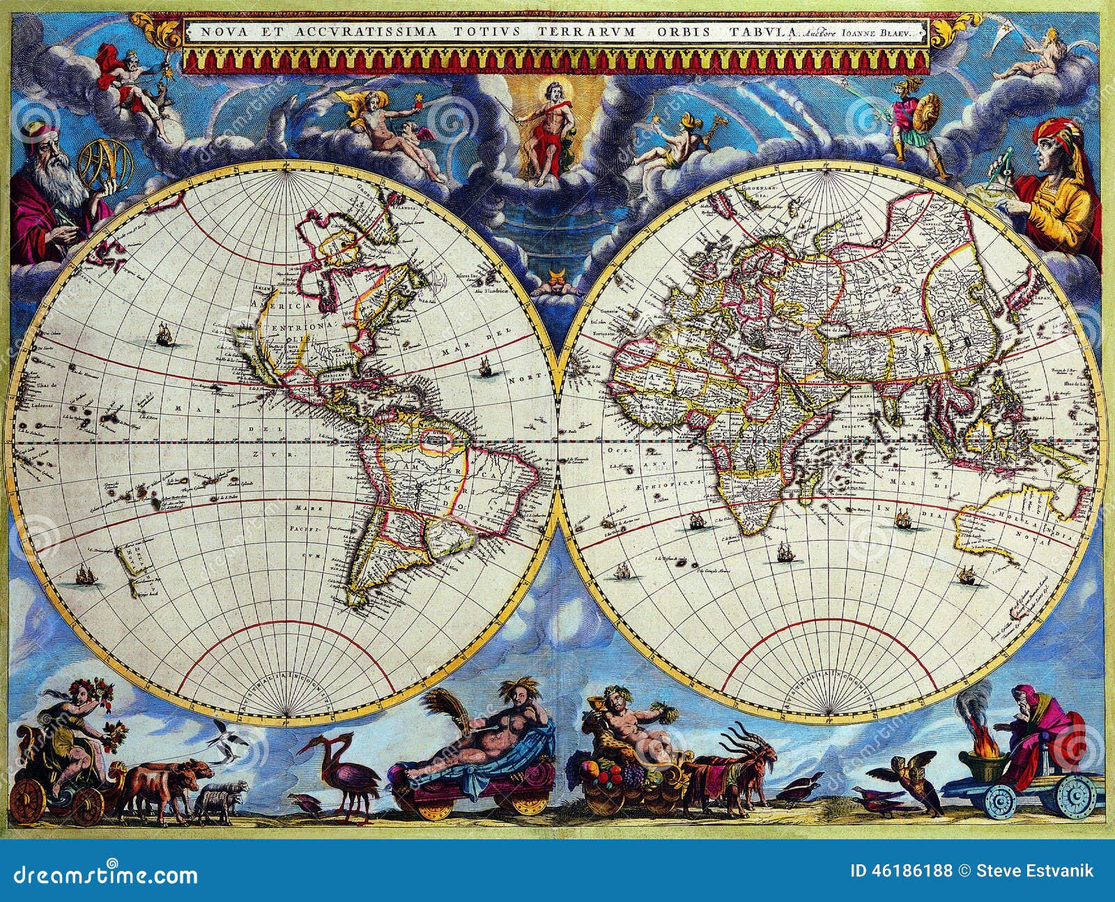 Antique Maps of the World stock photo. Image of world - 46186188