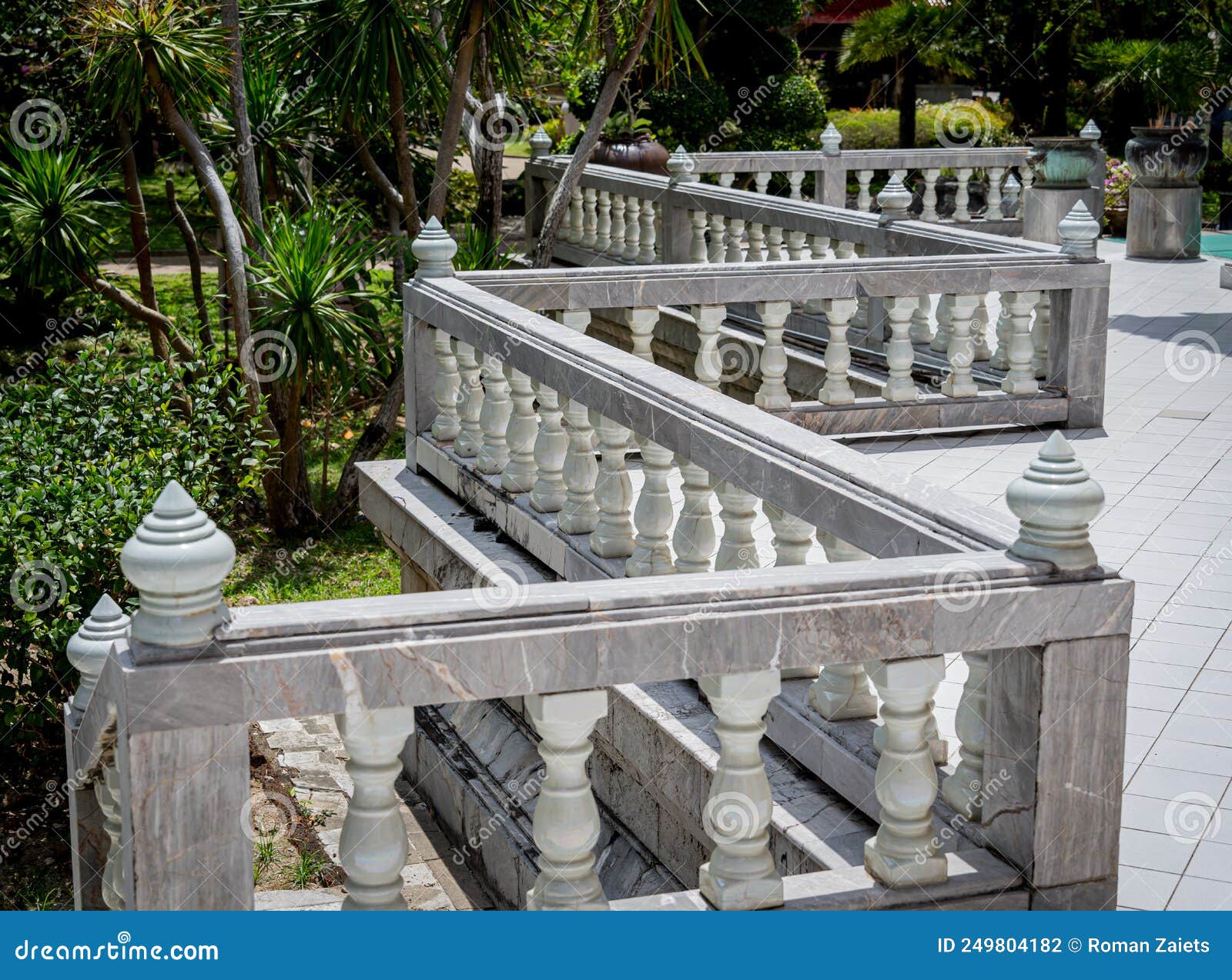Antique Marble Pillars Hold the Railing in the Castle Stock Photo ...