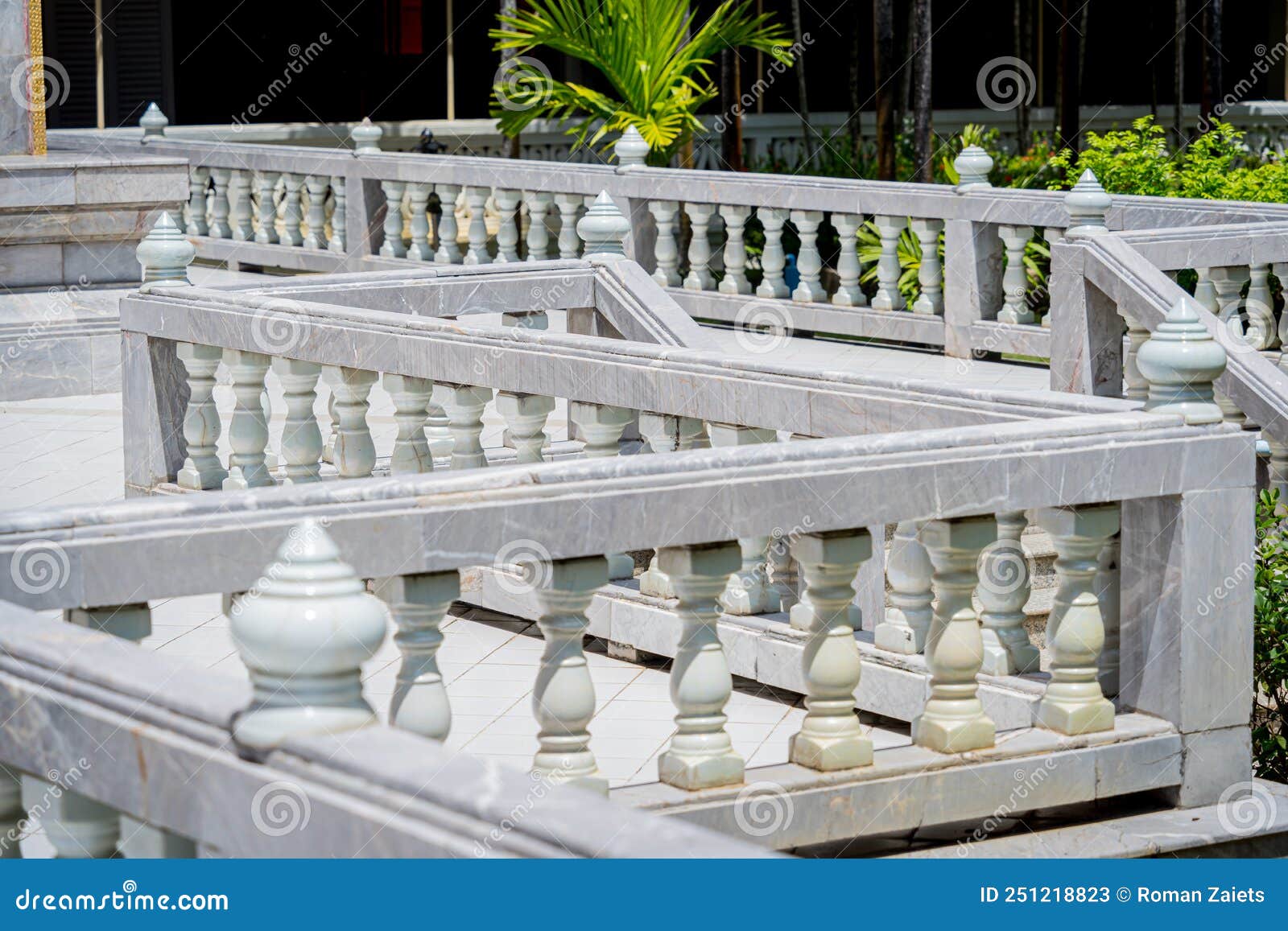 Antique Marble Pillars Hold the Railing in the Castle Stock Image ...