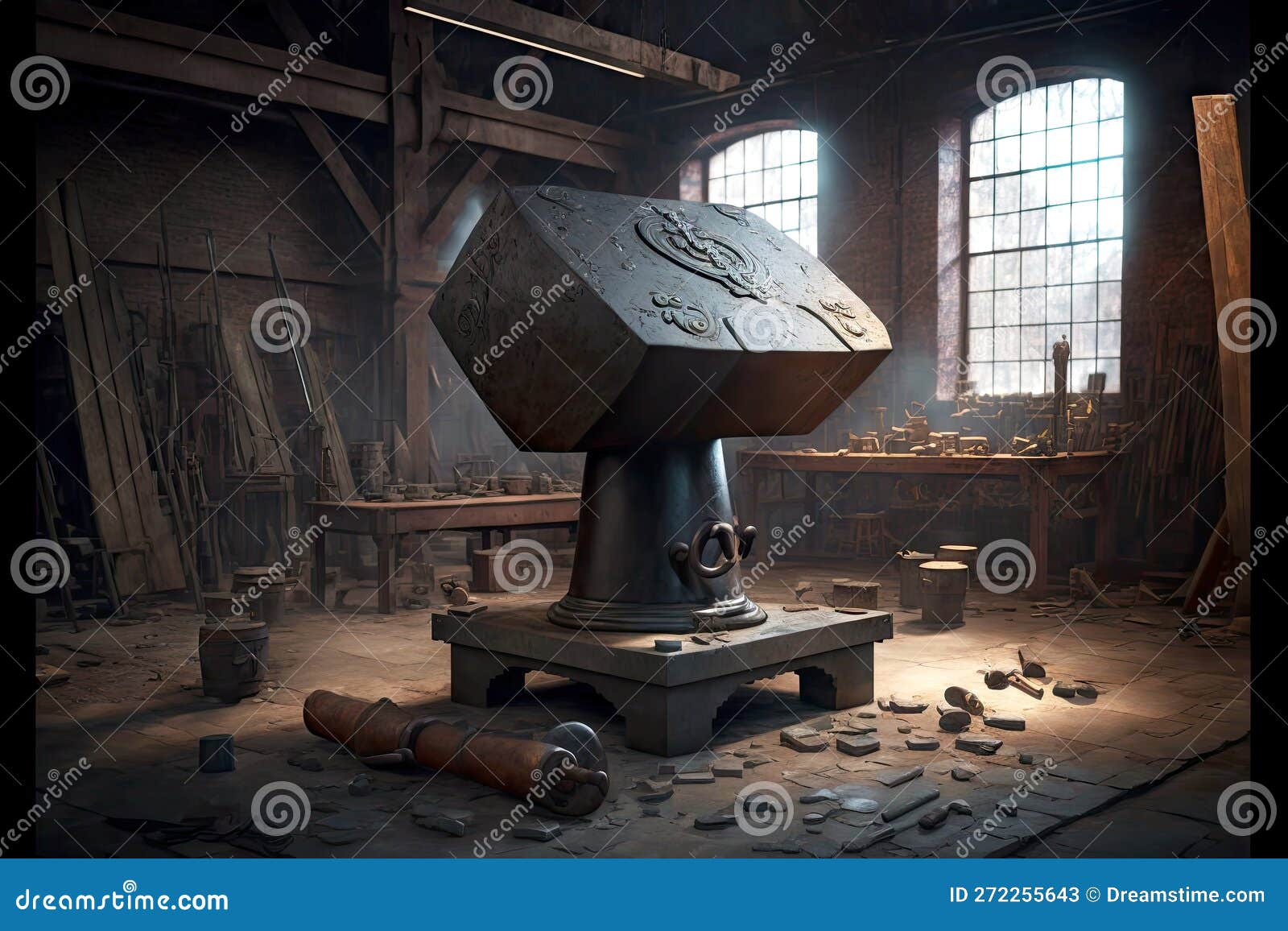Antique Massive Anvil Stands on Floor in Blacksmith Shop Stock ...