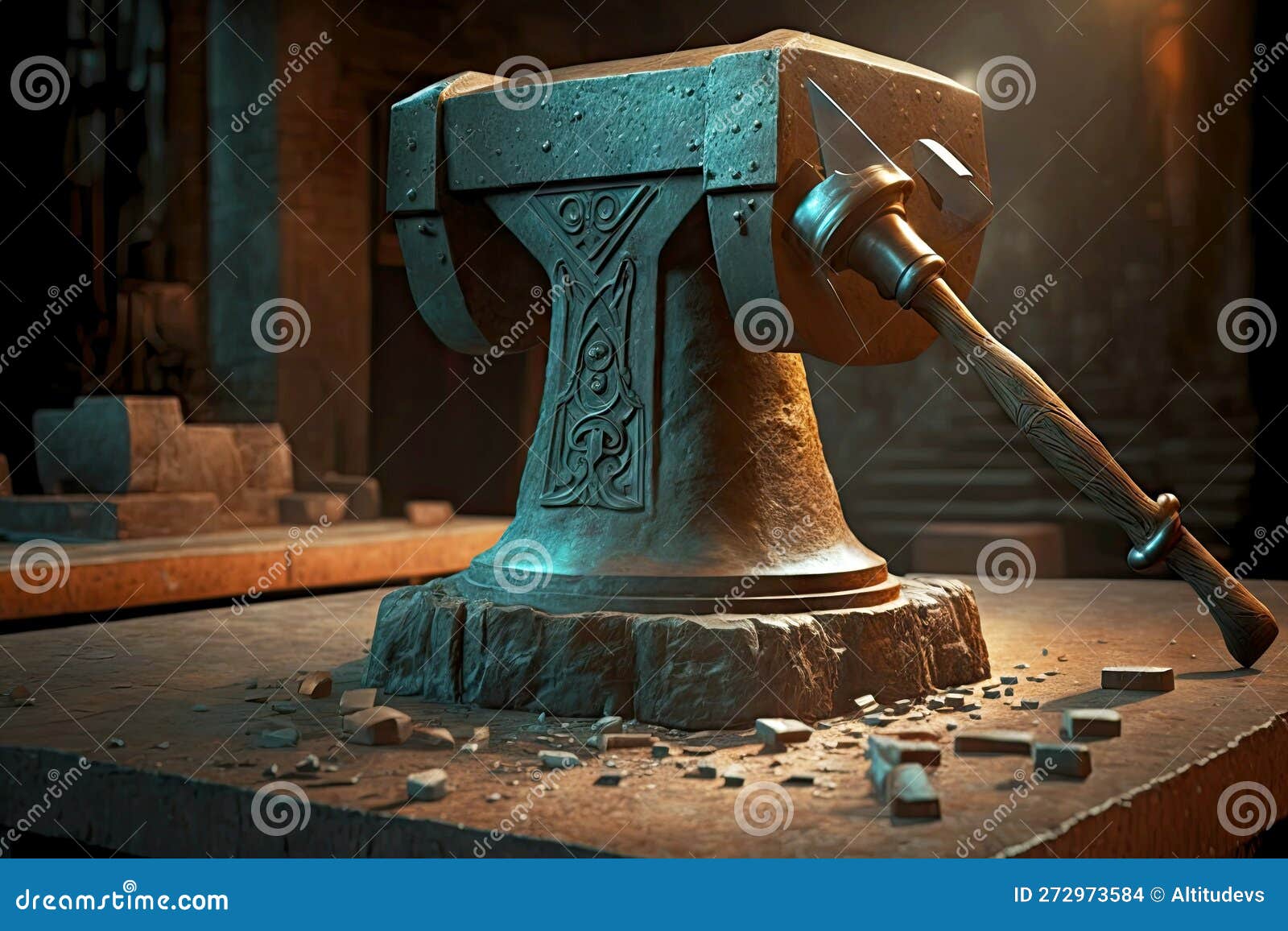 Antique Massive Anvil Stands on Floor in Blacksmith Shop Stock ...