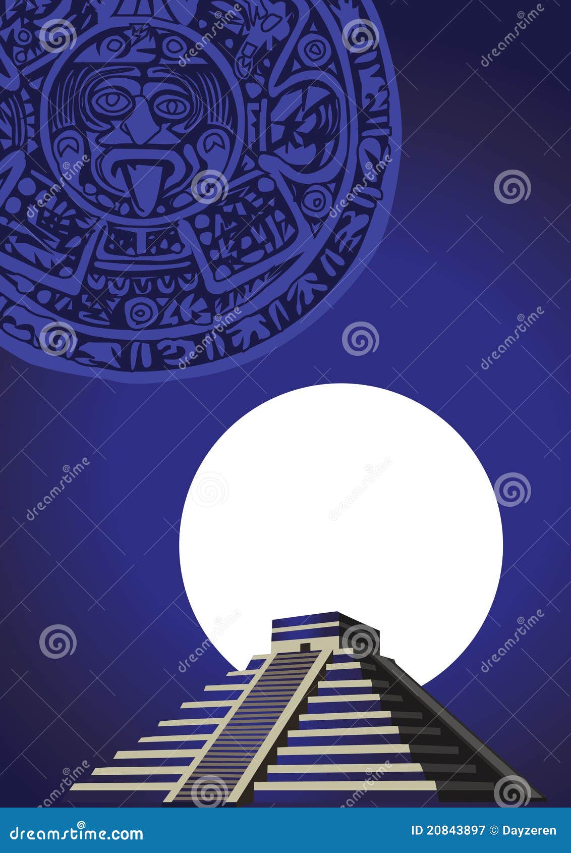 Antique Mayan Pyramid And Glyphs Vector Illustration | CartoonDealer ...