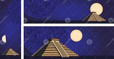 Antique Mayan Pyramid and Calendar Stock Vector - Illustration of ...