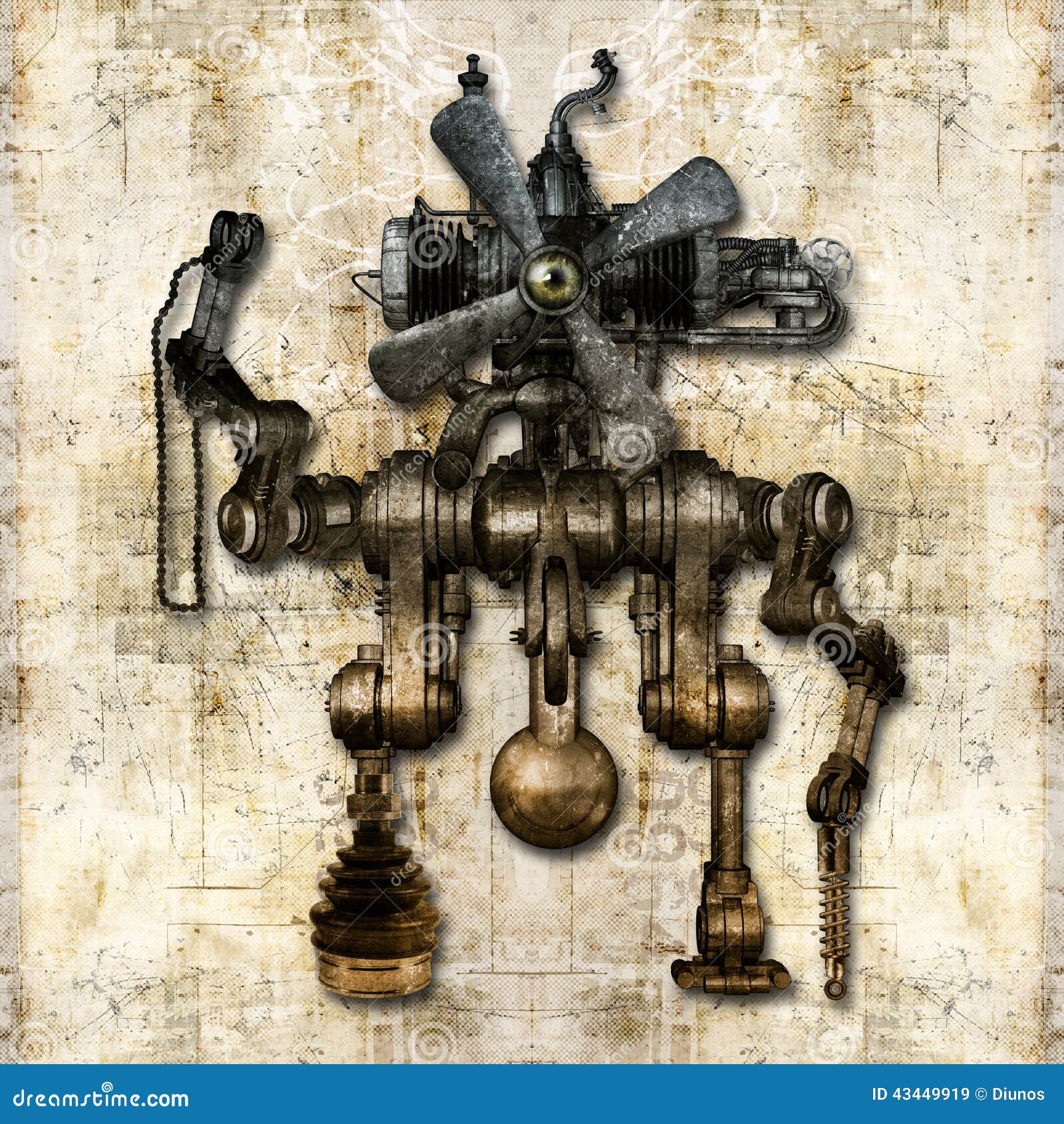 Antique mechanical figure stock illustration. Illustration of ...