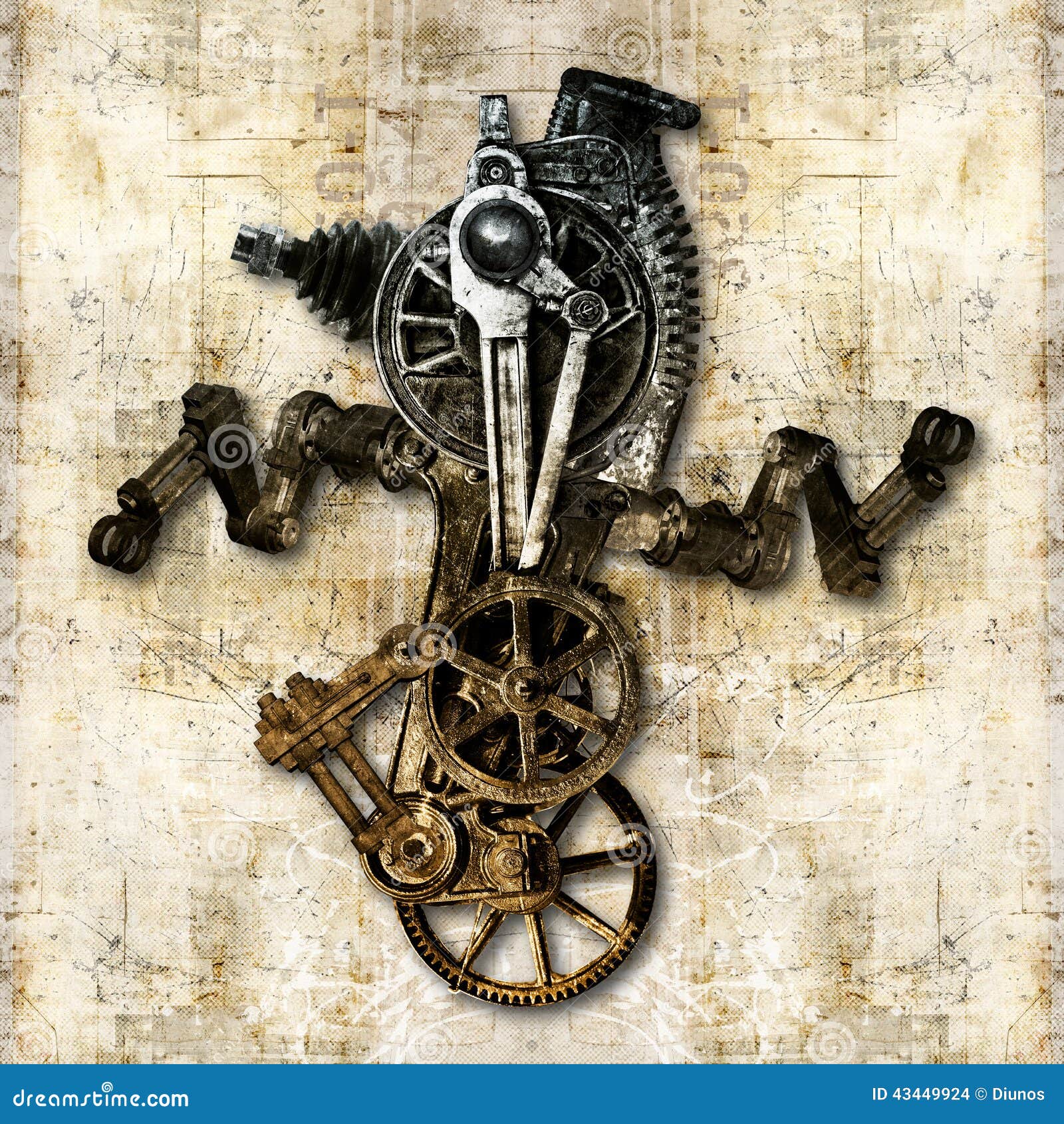 Antique mechanical figure stock illustration. Illustration of bionic ...