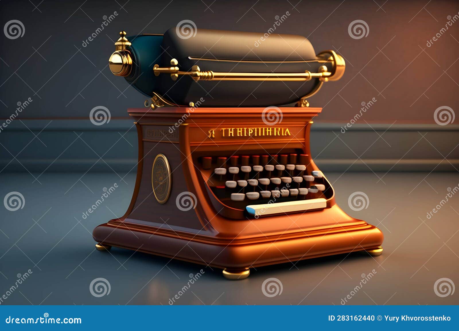 Antique Mechanical Typewriter with Roll Paper. Stock Illustration ...
