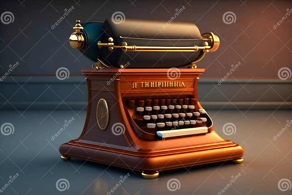 Antique Mechanical Typewriter with Roll Paper. Stock Illustration ...