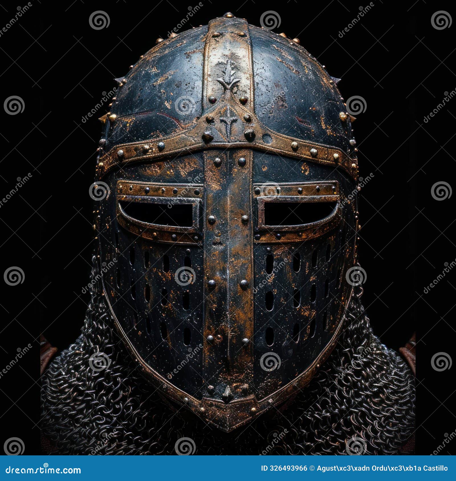 Antique Medieval Helmet With Rivets Stock Photo | CartoonDealer.com ...