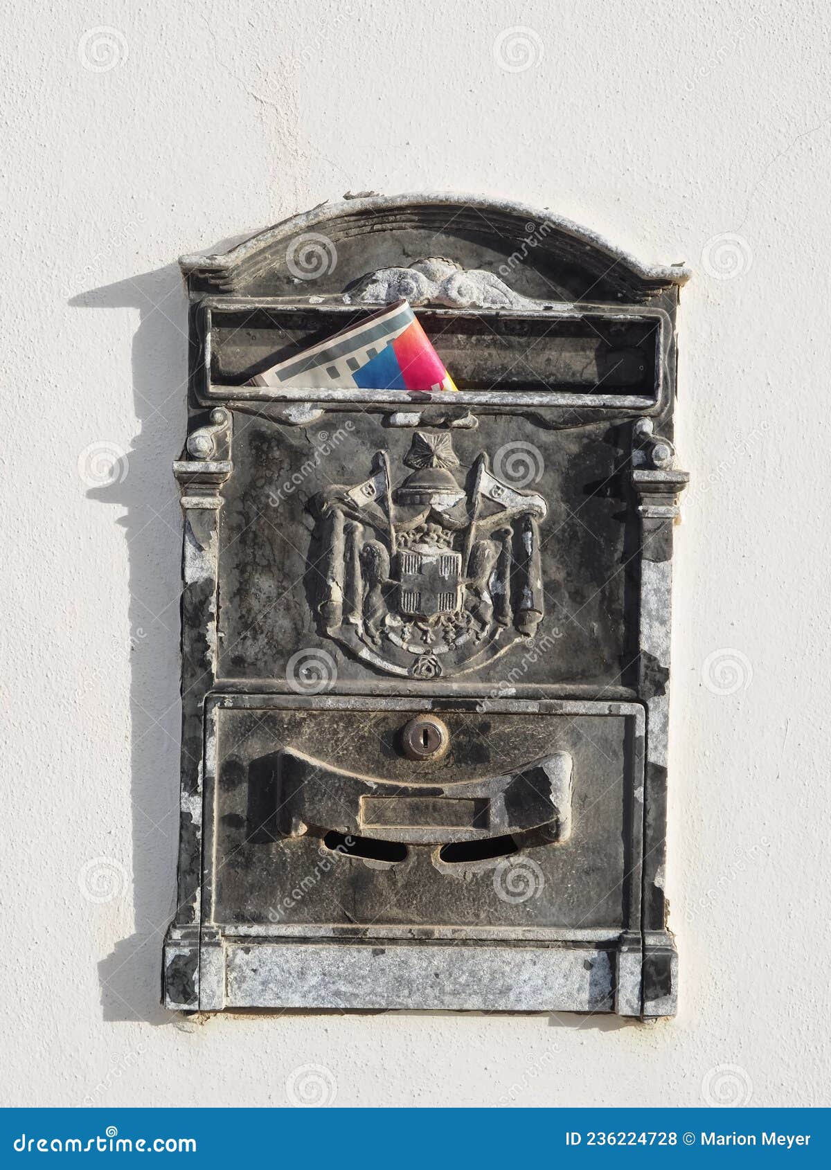 Antique Metal Letter Box with Mail Stock Photo - Image of house, design ...