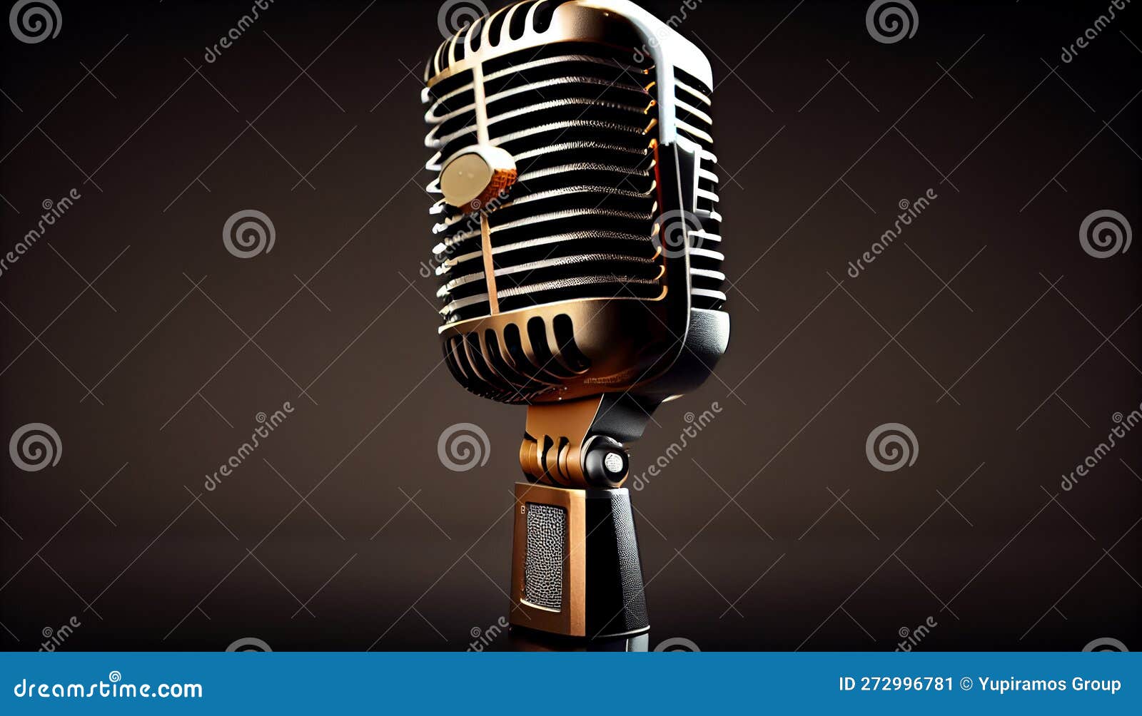 Antique Microphone on Chrome Surface Broadcasting Stage Performance ...