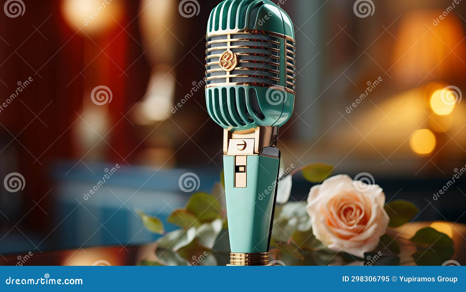 Antique Microphone on Metallic Table, Broadcasting Elegance in Old ...