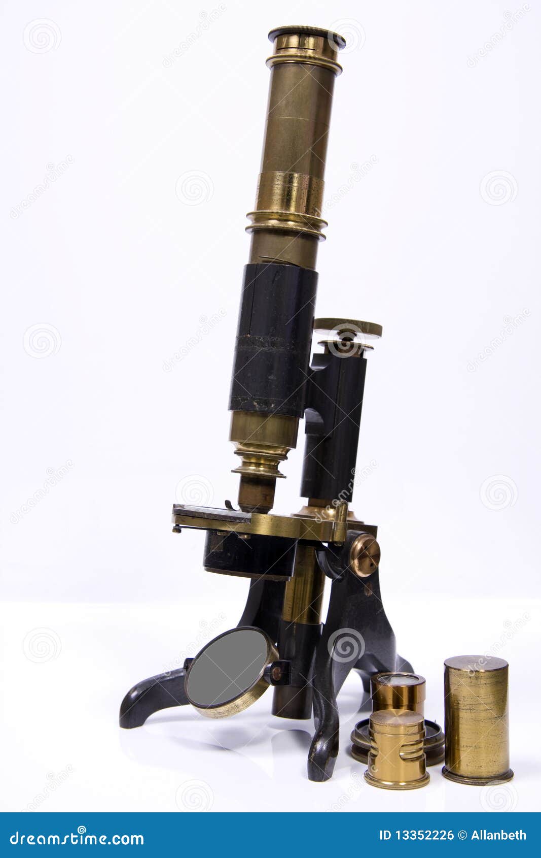 Antique Microscope stock photo. Image of instrument, brass - 13352226