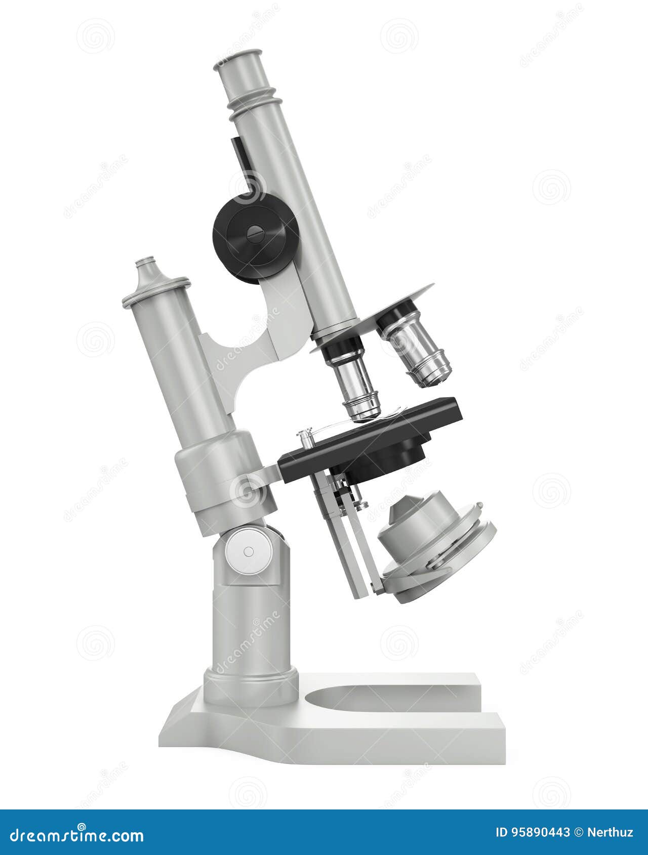 Antique Microscope Hand Drawn Sketch Placed On Blackboard Background ...