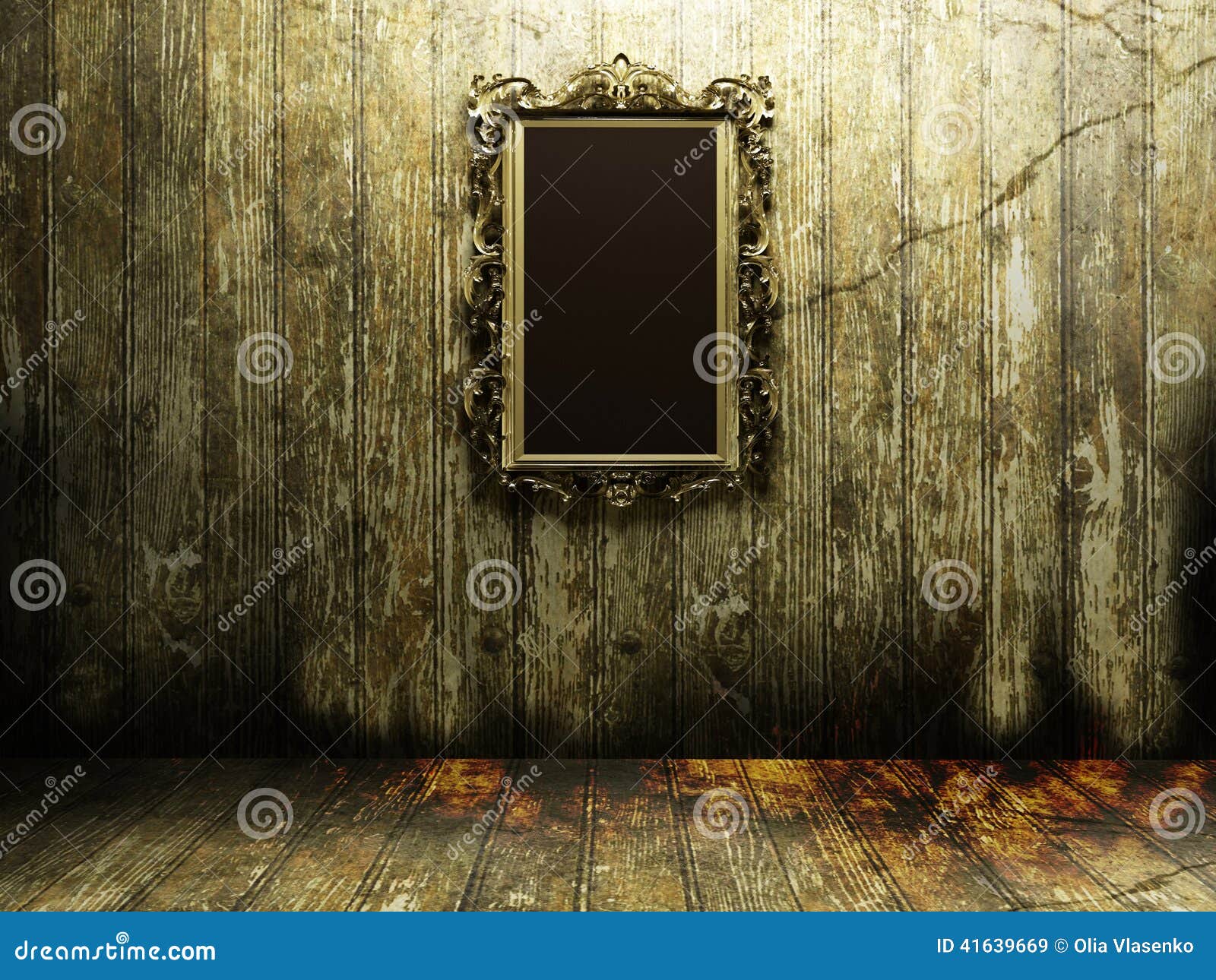 Antique Mirror in a Dark Room Stock Illustration - Illustration of gold ...