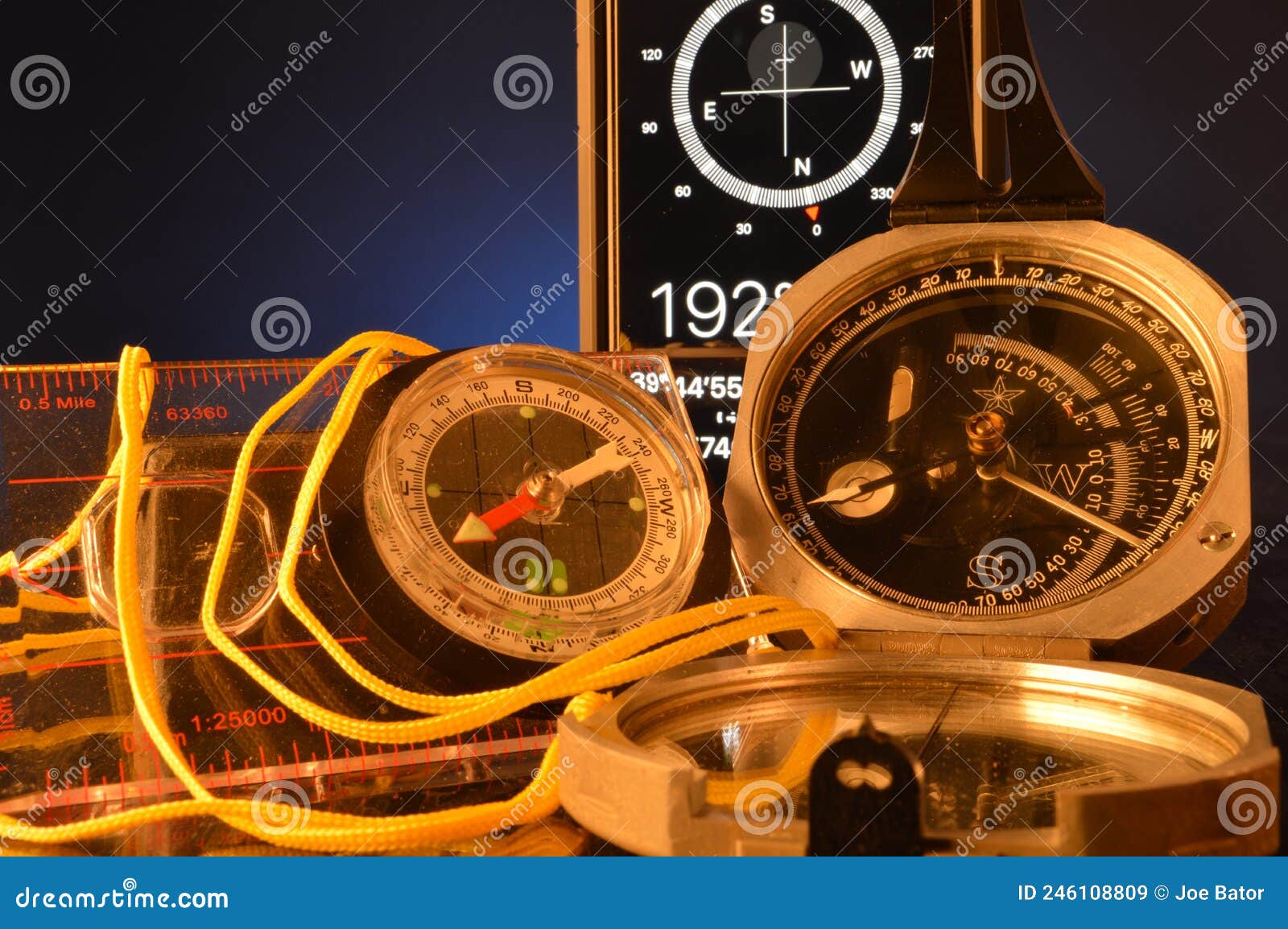 Antique and Modern GPS Compass Stock Image - Image of adventure, voyage ...
