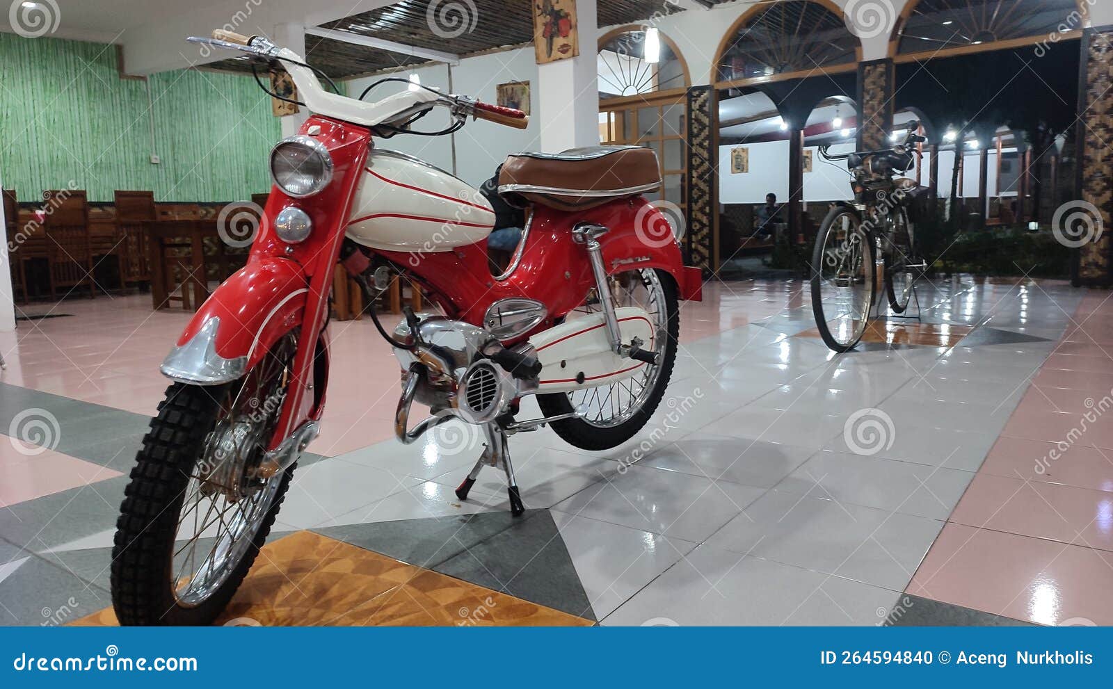 Antique Motorcycle on Display in a Restaurant Editorial Image - Image ...