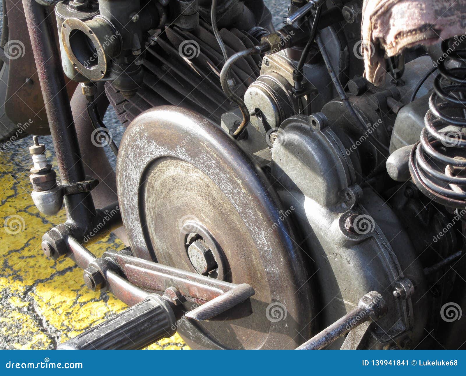 Antique Motorcycle Engine Close Up Detail Background Stock Image ...