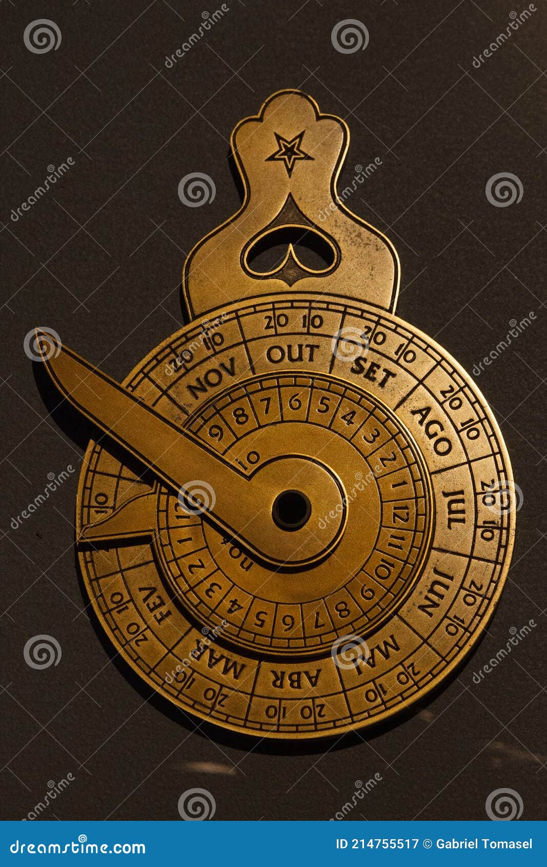 Antique Navigation Device with Integrated Calendar Made of Shiny Gold ...