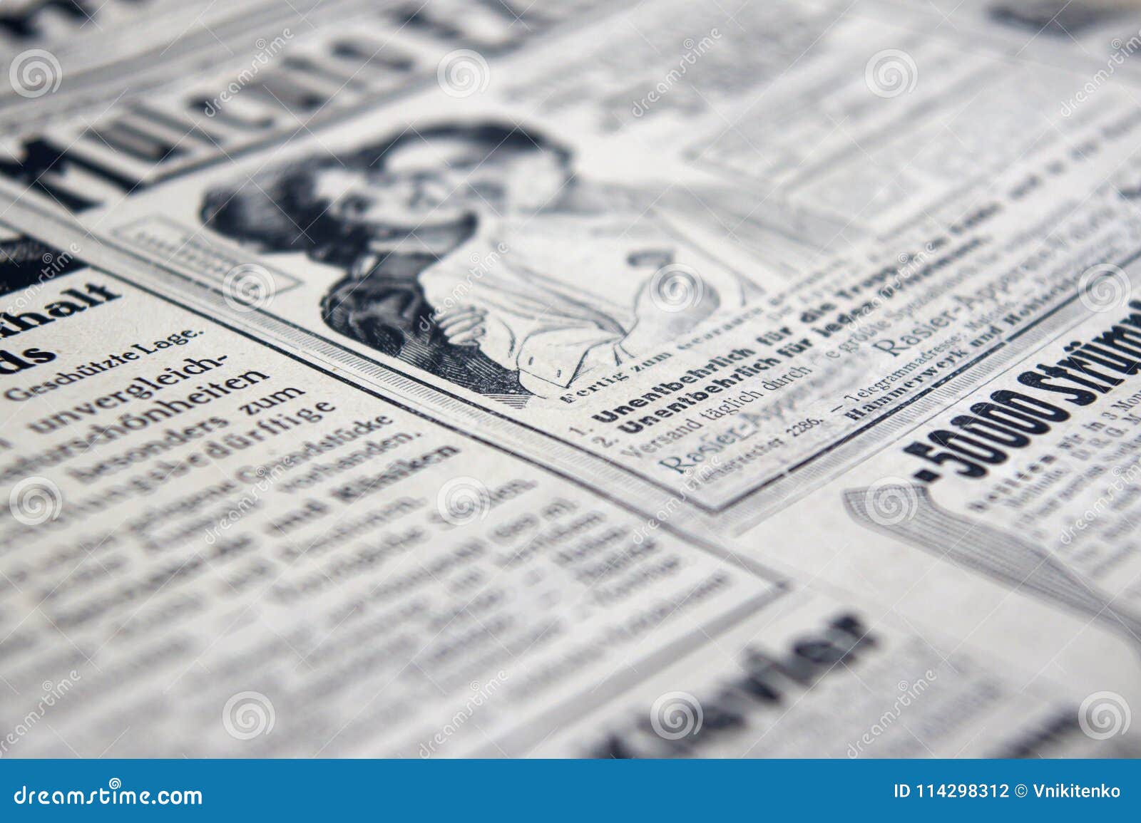 Antique Newspaper with Advertising Stock Photo - Image of antique ...